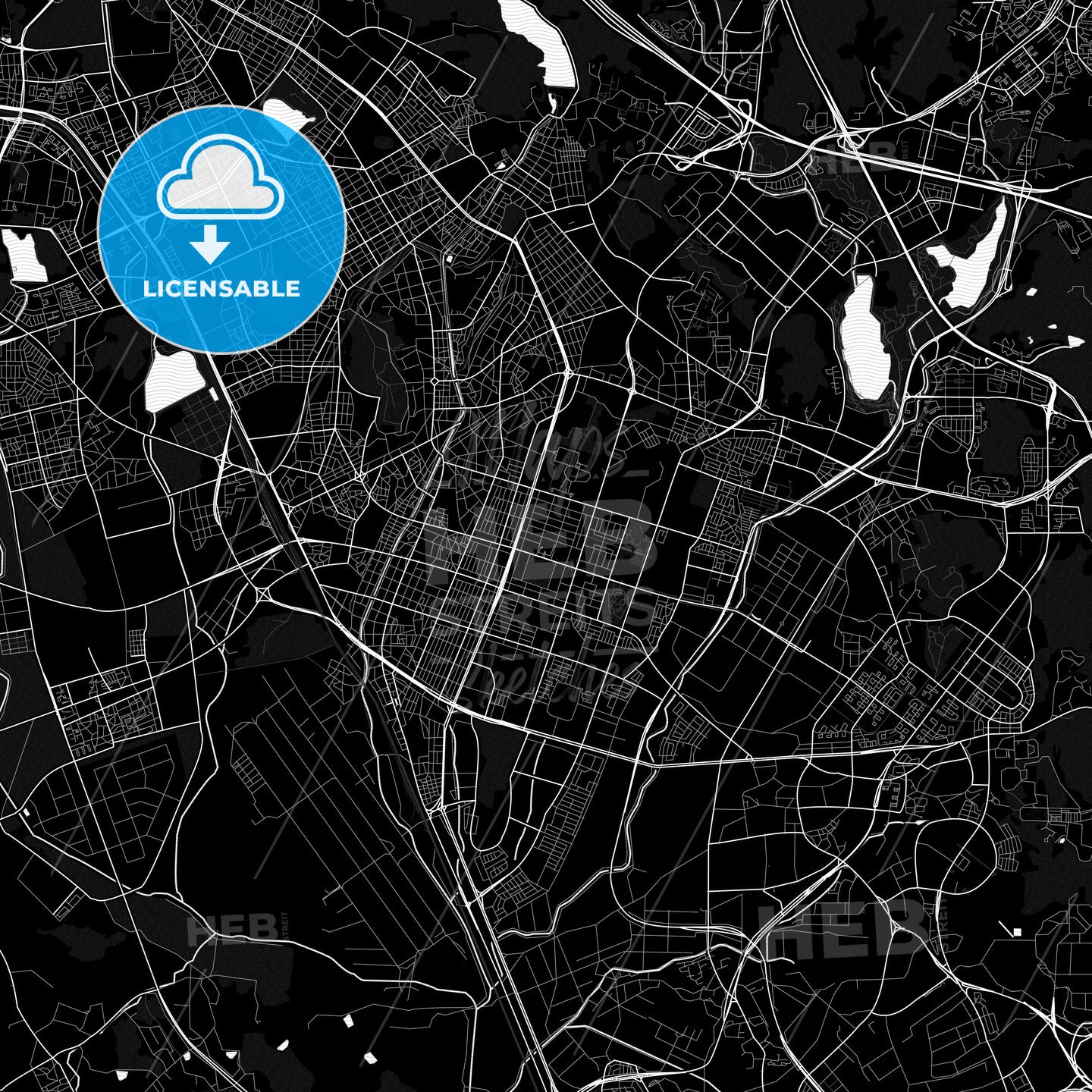 Suwon, South Korea Pdf Vector Map Black And White – HEBSTREITS