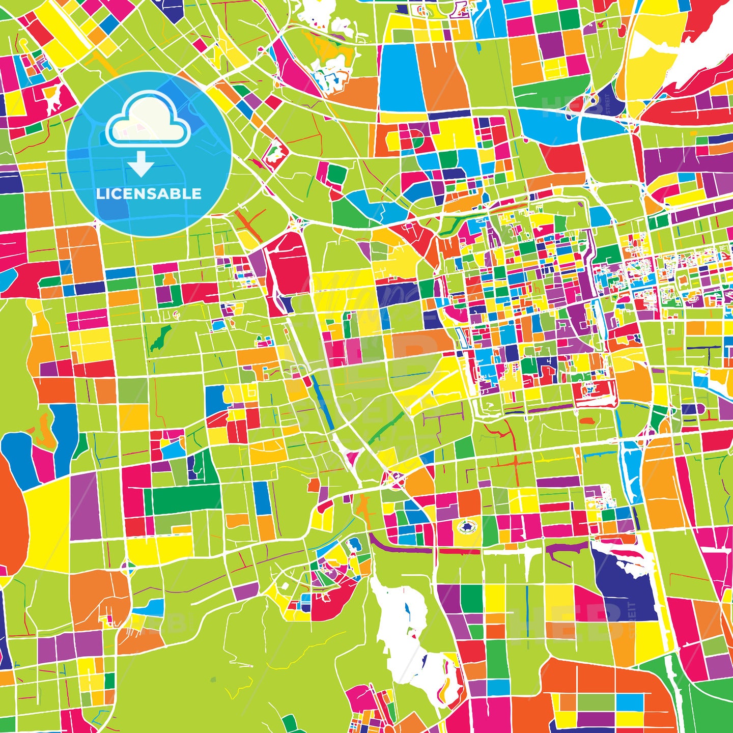 Suzhou, China, Colorful Vector Map – HEBSTREITS