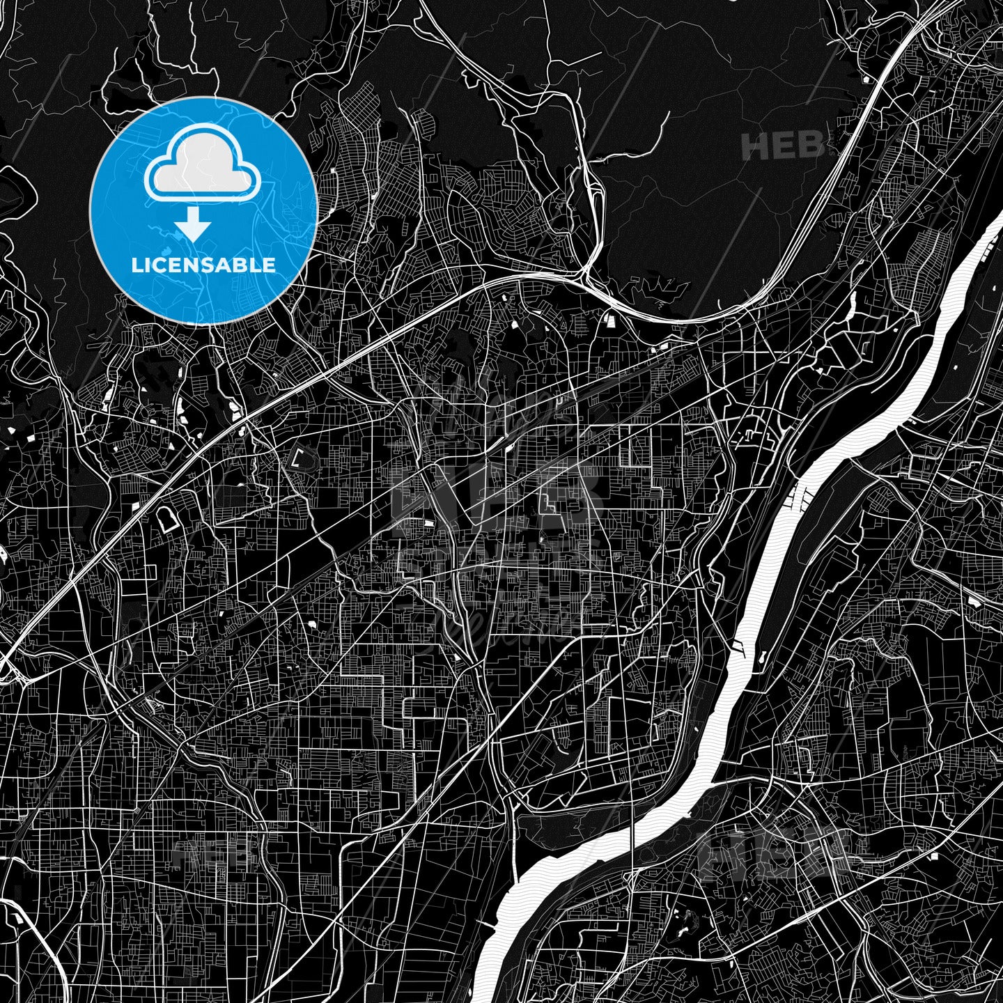 Takatsuki, Japan Pdf Vector Map Black And White – HEBSTREITS