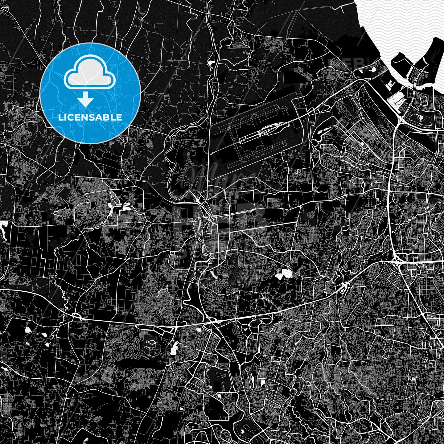 Tangerang, Indonesia Pdf Vector Map Black And White – HEBSTREITS