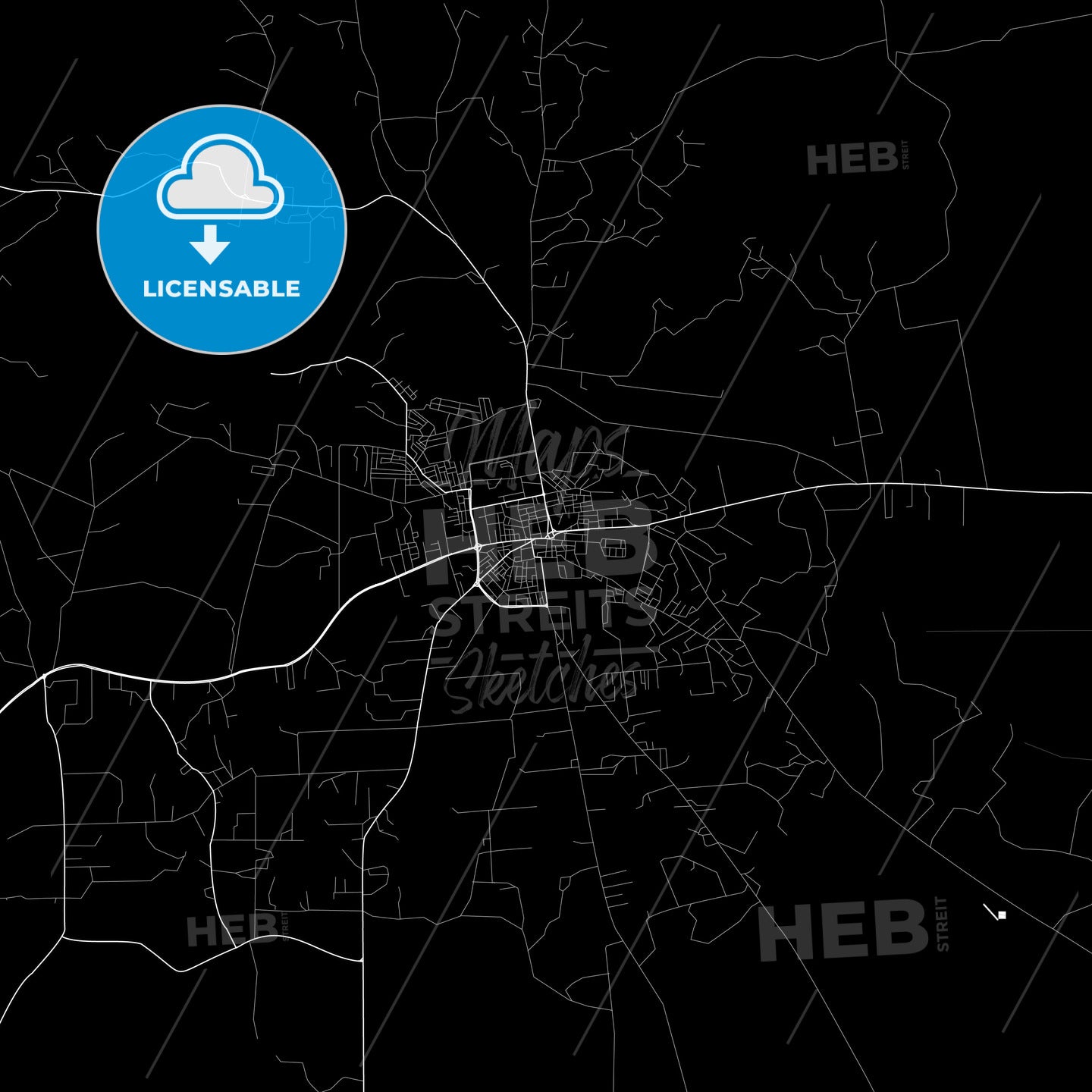 Tarhuna, Libya Pdf Vector Map Black And White – HEBSTREITS