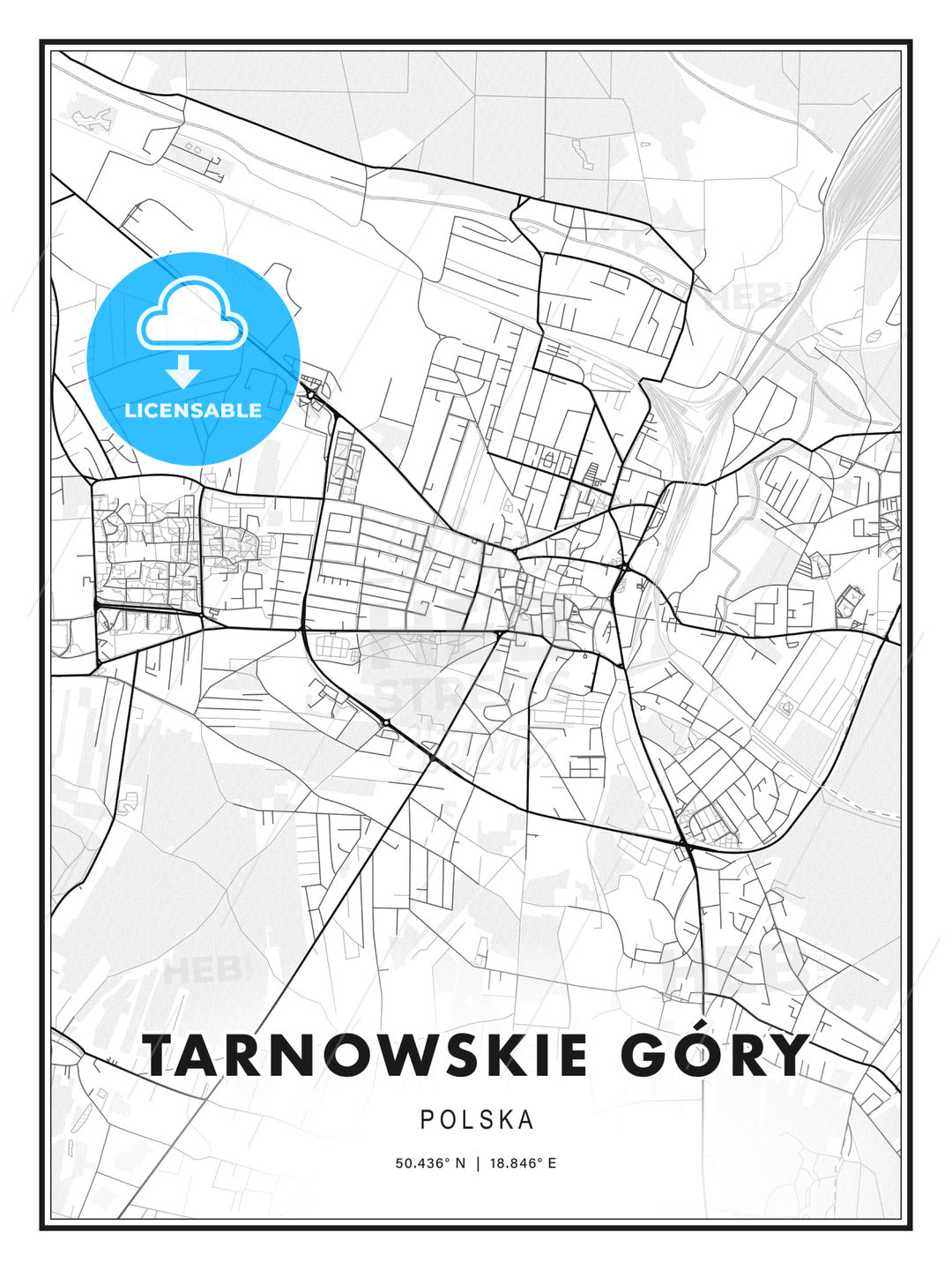 Tarnowskie Góry, Poland, Modern Map Print Template in Various Formats ...