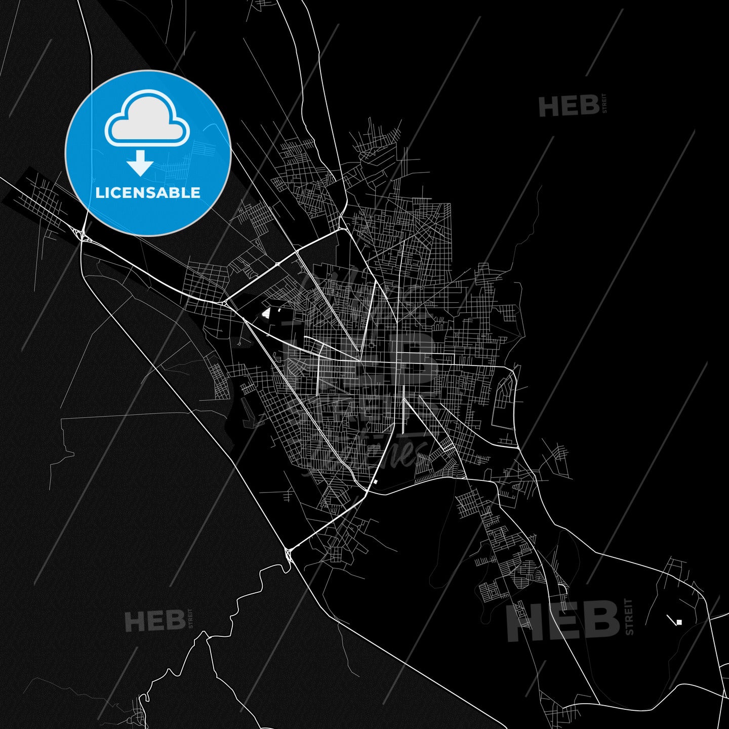 Tehuacán, Mexico Pdf Vector Map Black And White – HEBSTREITS