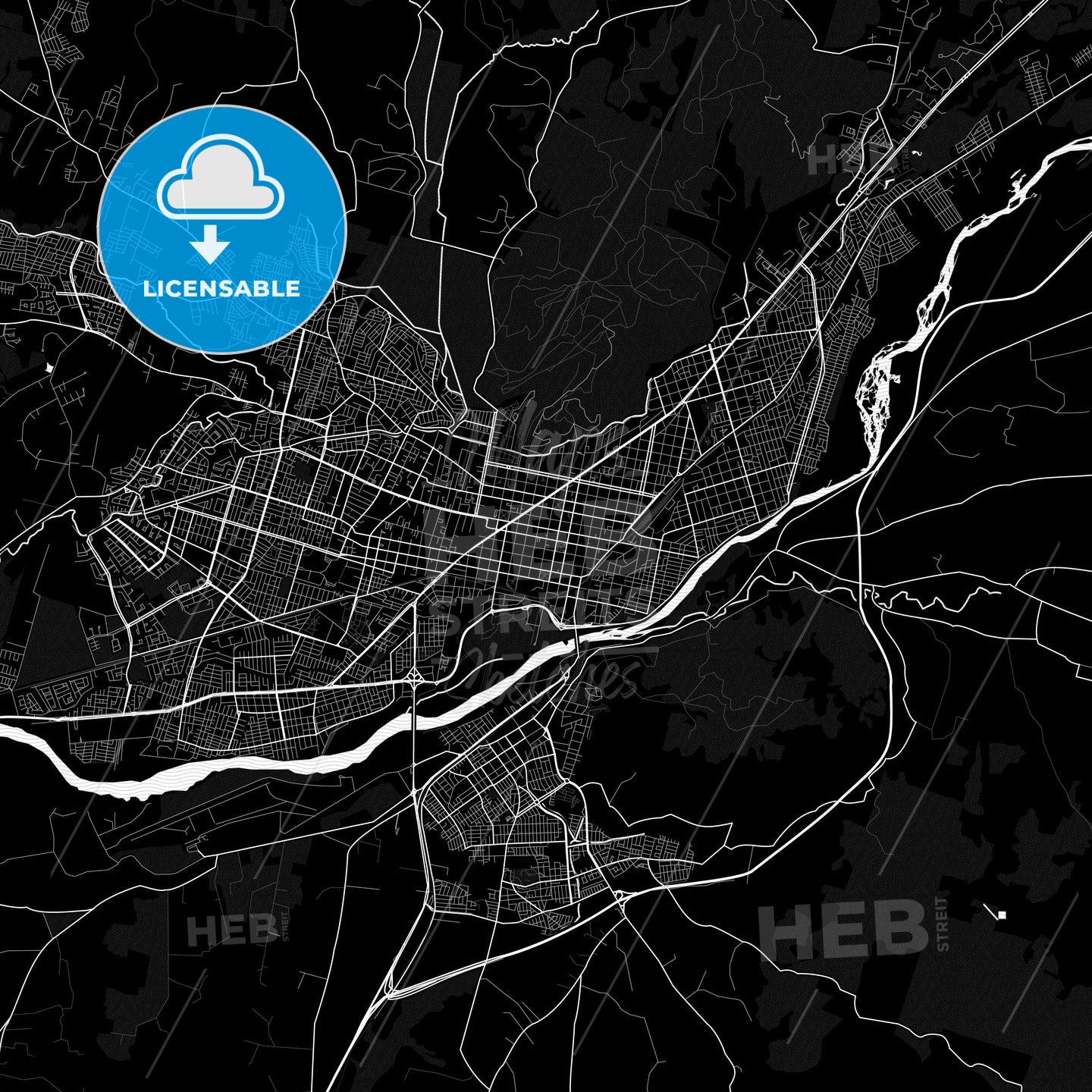 Temuco, Chile Pdf Vector Map Black And White – HEBSTREITS
