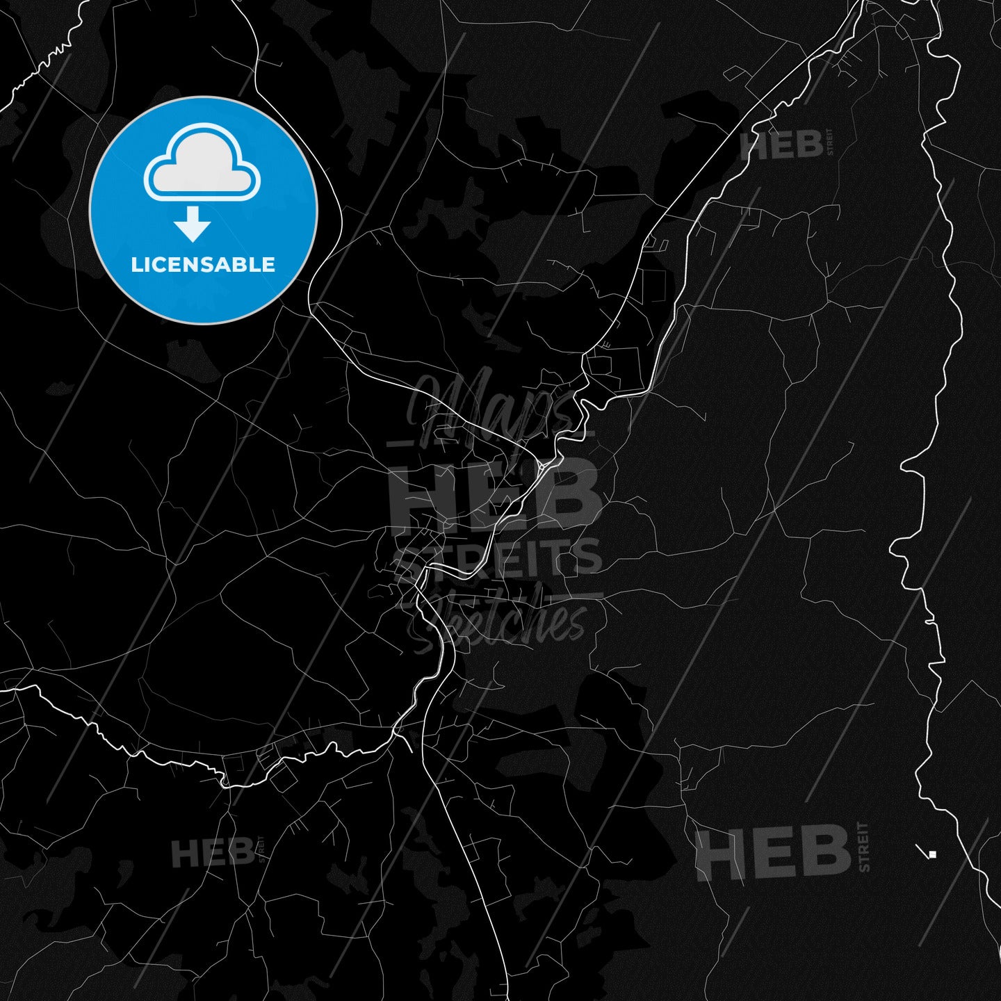 Tešanj, Bosnia And Herzegovina Pdf Vector Map Black And White – HEBSTREITS