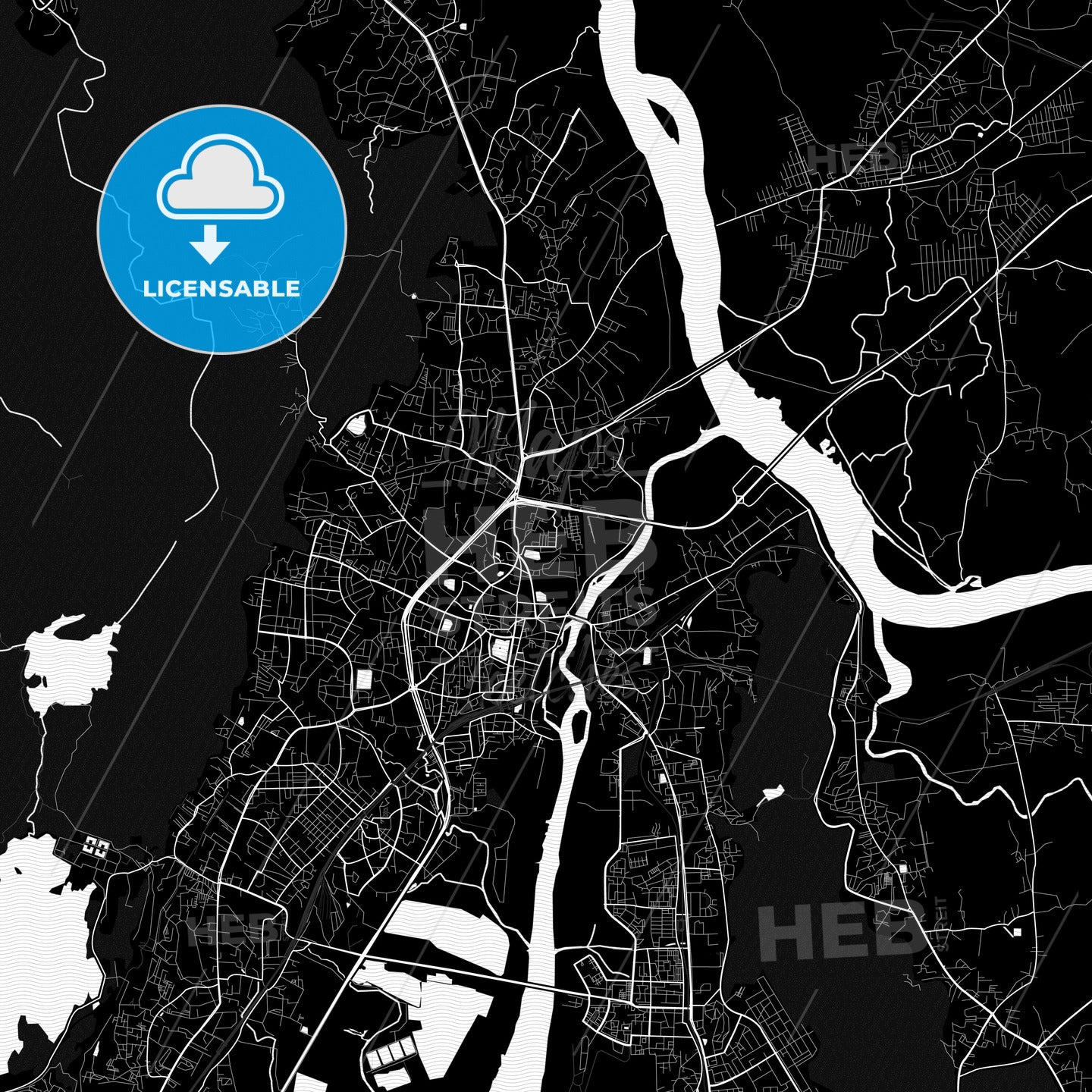 Thane, India Pdf Vector Map Black And White – HEBSTREITS