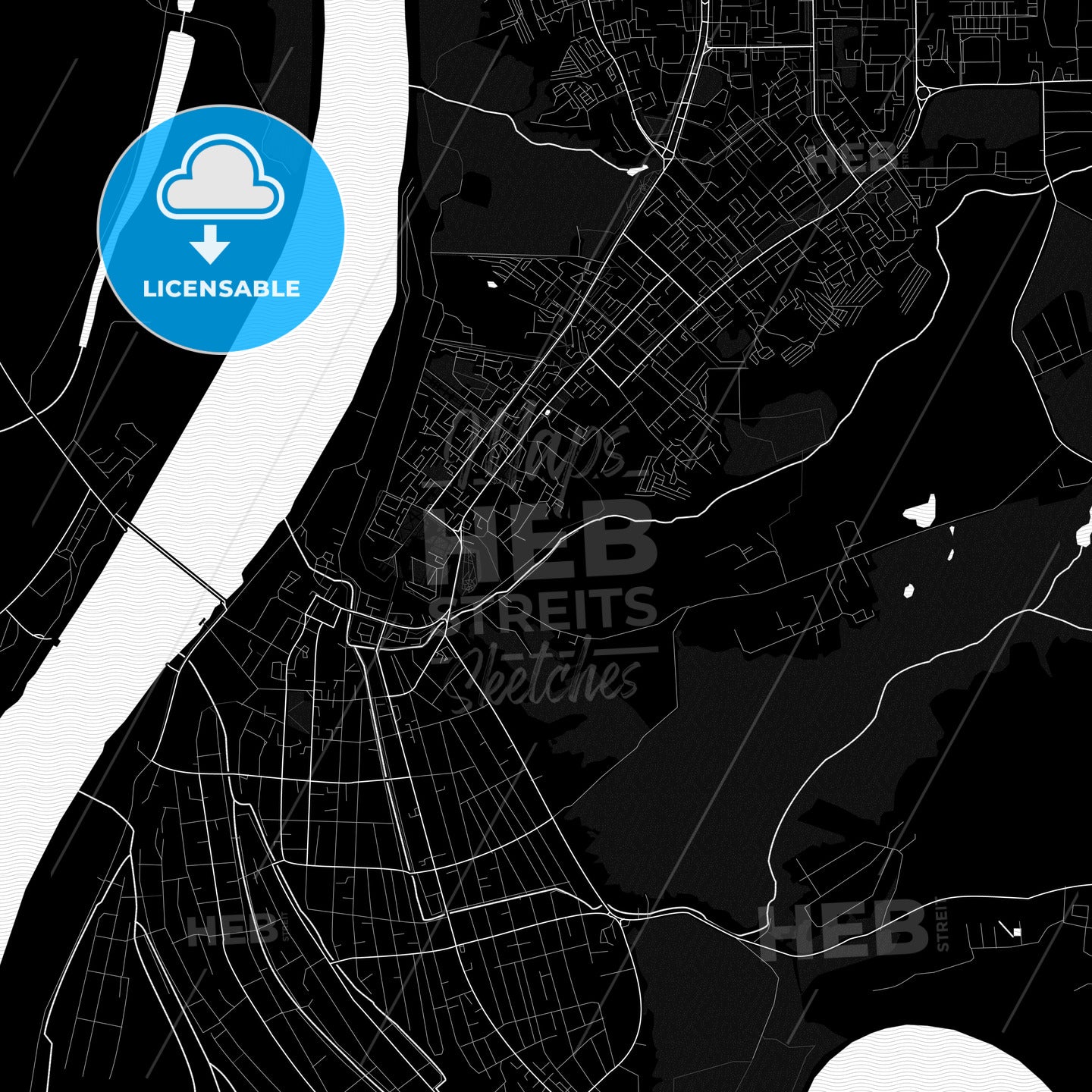 Tobolsk, Russia Pdf Vector Map Black And White – HEBSTREITS