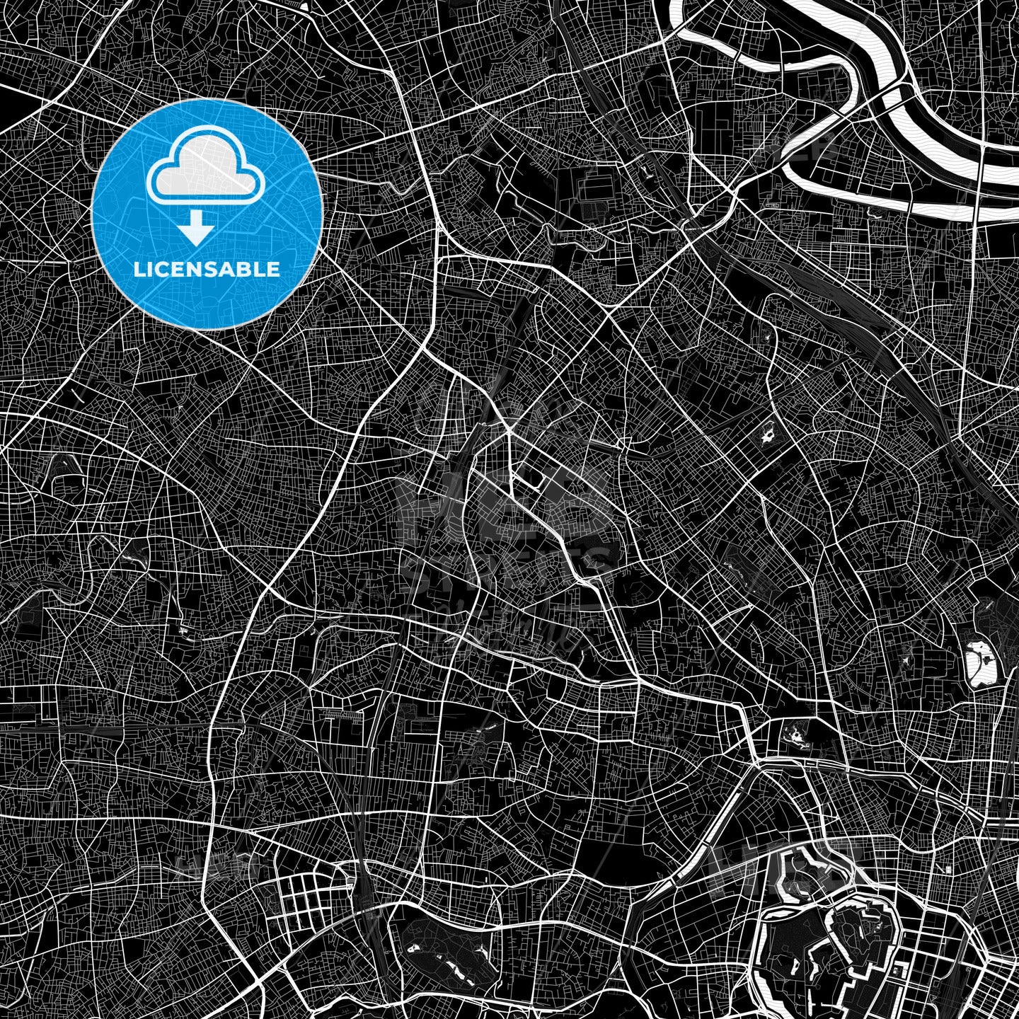 Toshima, Japan Pdf Vector Map Black And White – HEBSTREITS