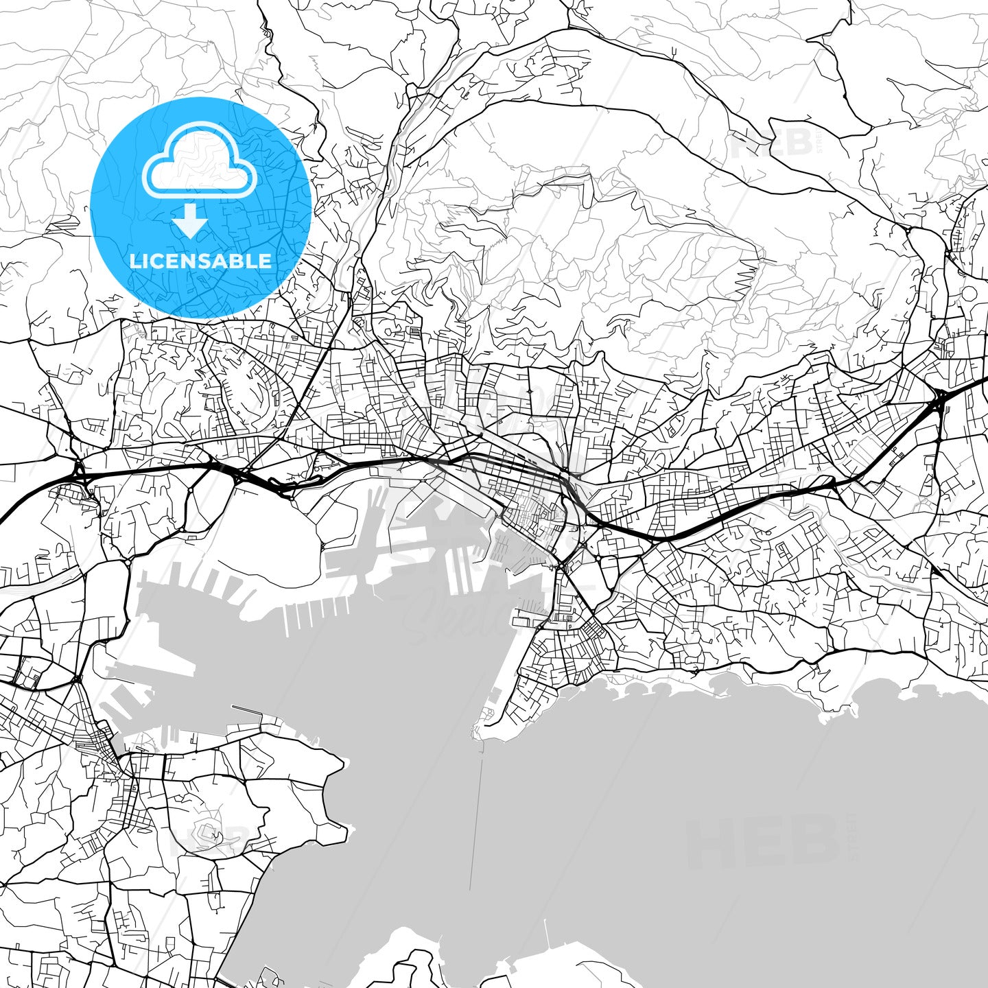 Toulon, Var, Downtown Map, Light – HEBSTREITS