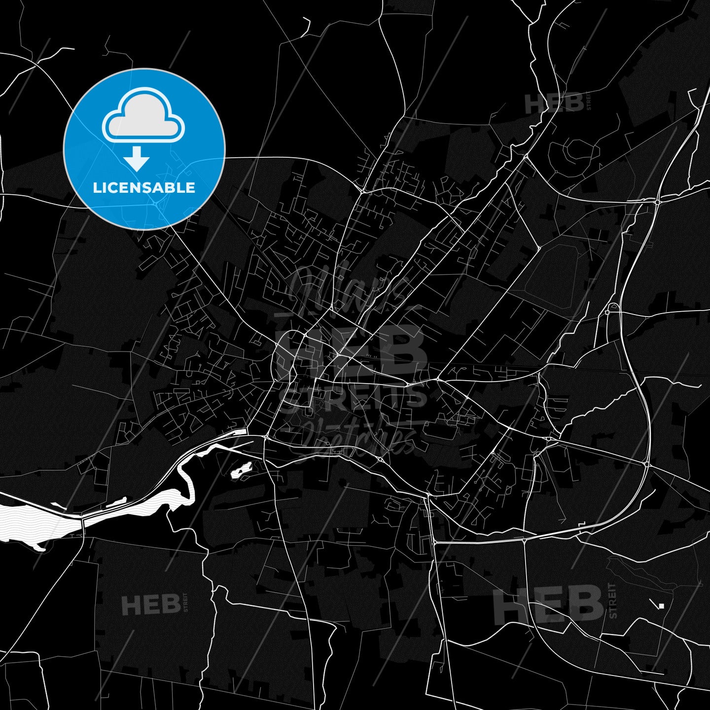 Tralee, Ireland Pdf Vector Map Black And White – HEBSTREITS