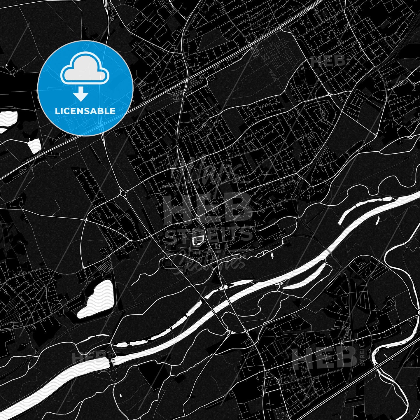 Traun, Austria Pdf Vector Map Black And White – HEBSTREITS