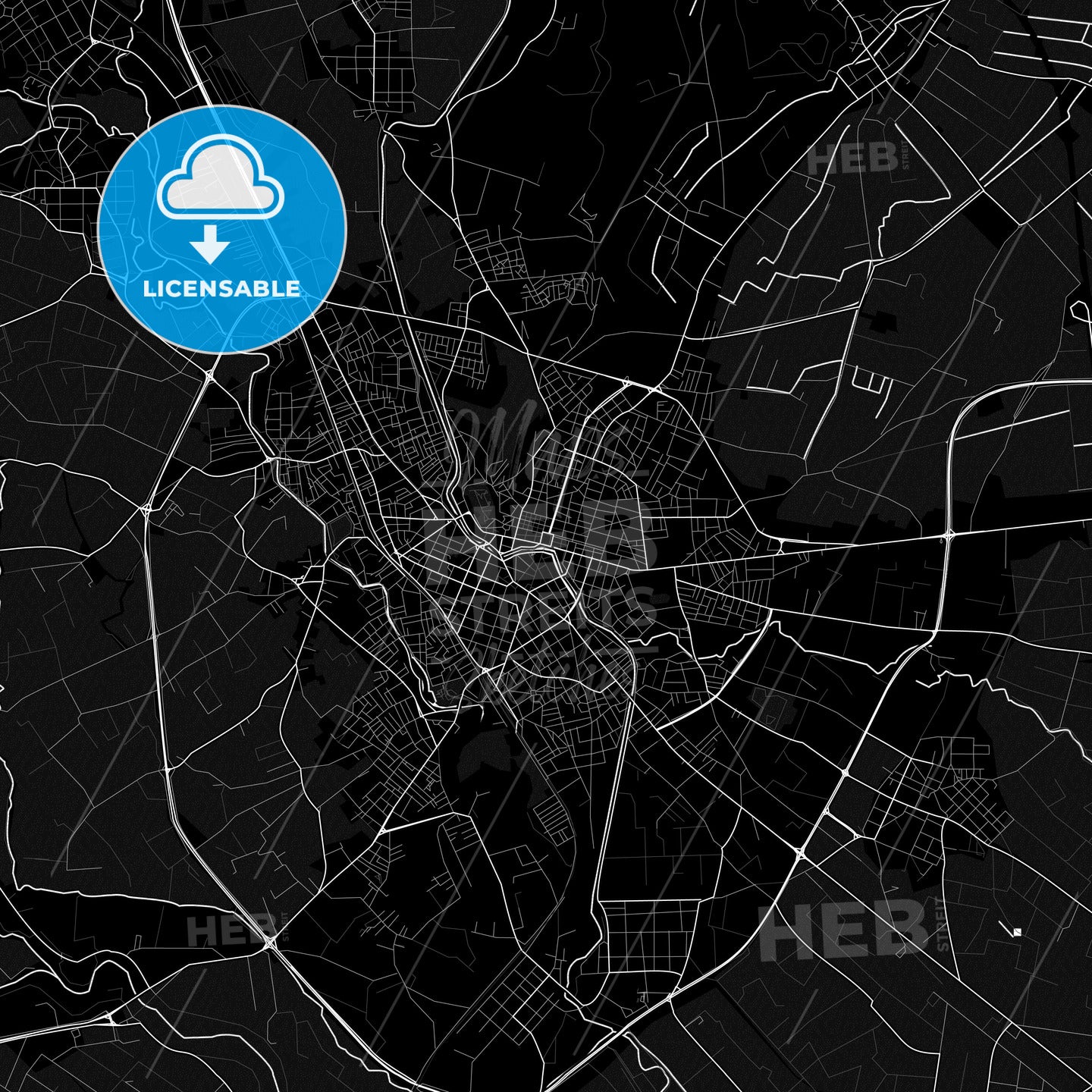Trikala, Greece Pdf Vector Map Black And White – HEBSTREITS