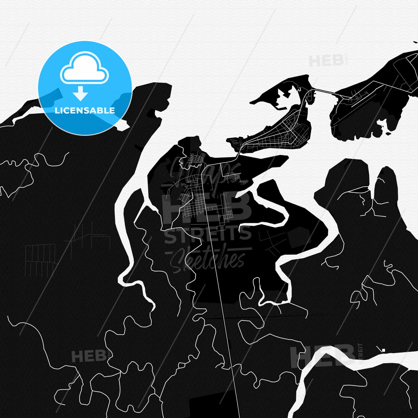 Tumaco, Colombia Pdf Vector Map Black And White – HEBSTREITS