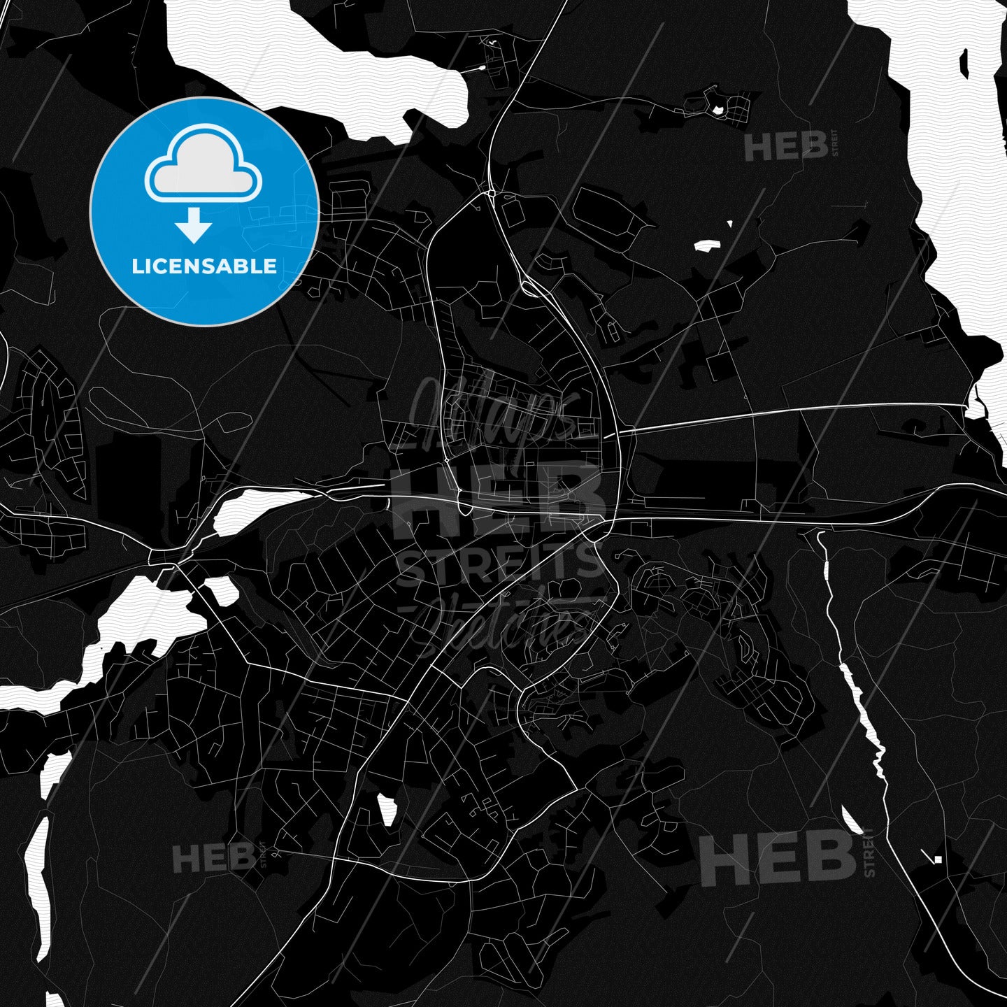 Tumba, Sweden Pdf Vector Map Black And White – HEBSTREITS