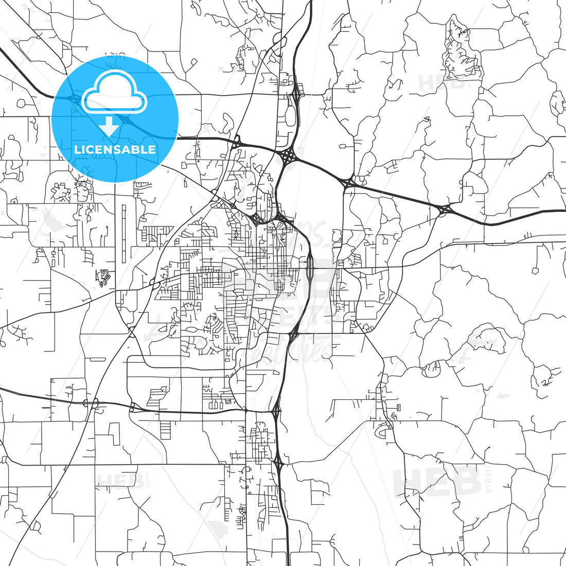 Tupelo, Mississippi - Area Map - Light – HEBSTREITS