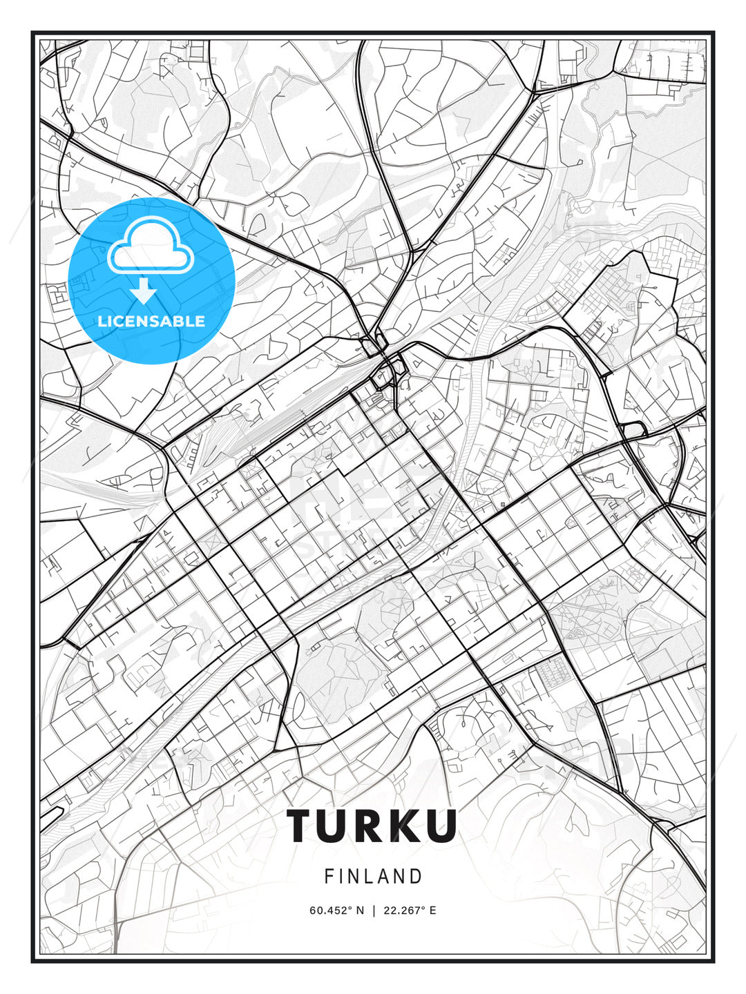 Turku, Finland, Modern Map Print Template in Various Formats - HEBSTREITS