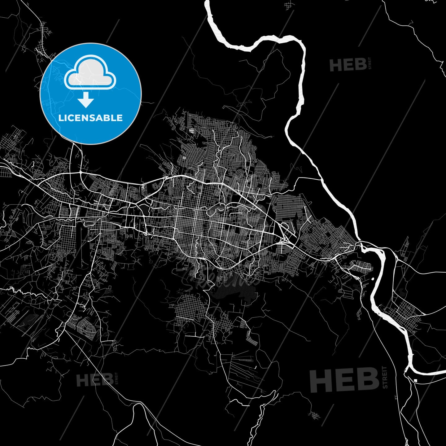 Tuxtla Gutiérrez, Mexico Pdf Vector Map Black And White – HEBSTREITS