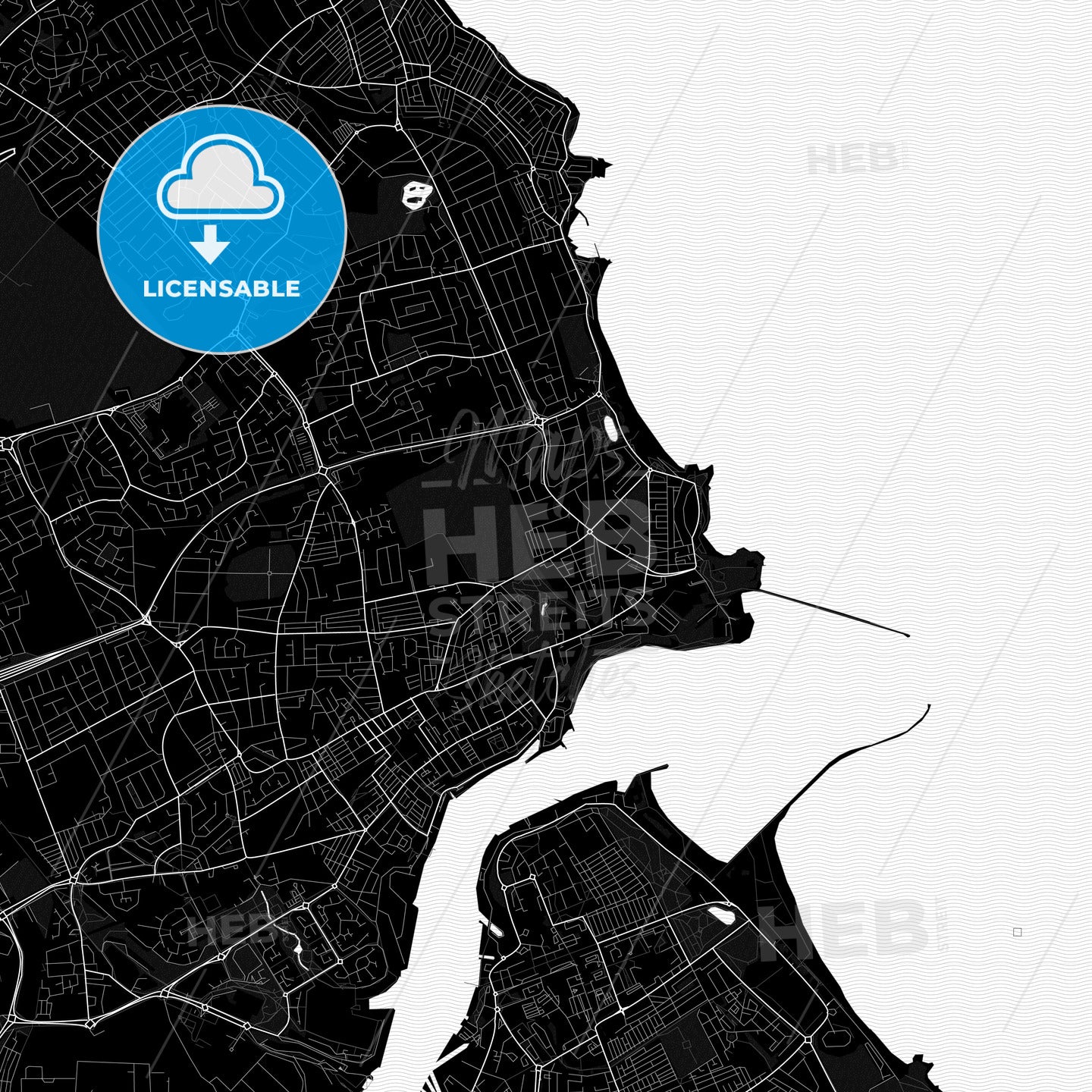 Tynemouth, England Pdf Vector Map Black And White – HEBSTREITS