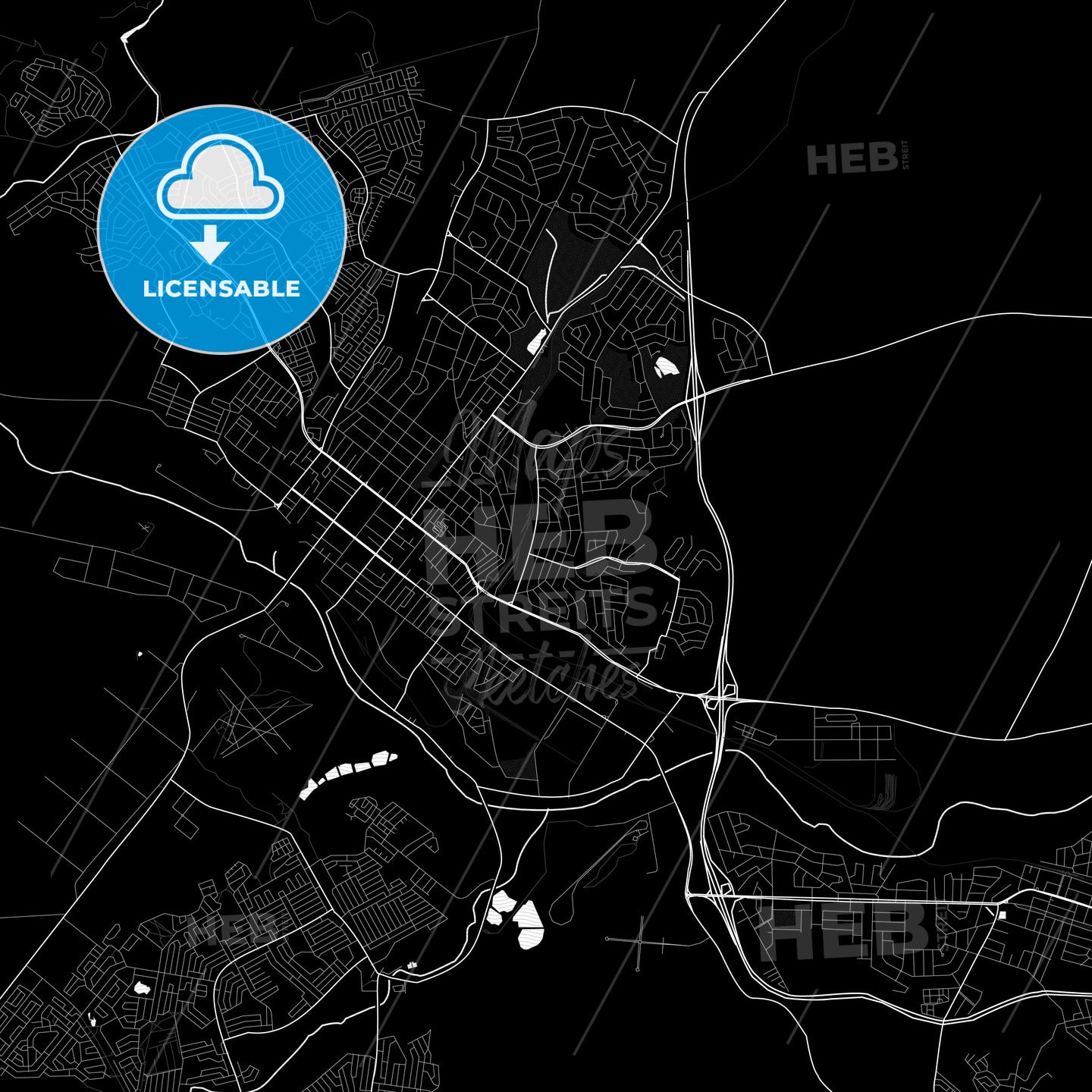 Uitenhage, South Africa Pdf Vector Map Black And White – HEBSTREITS