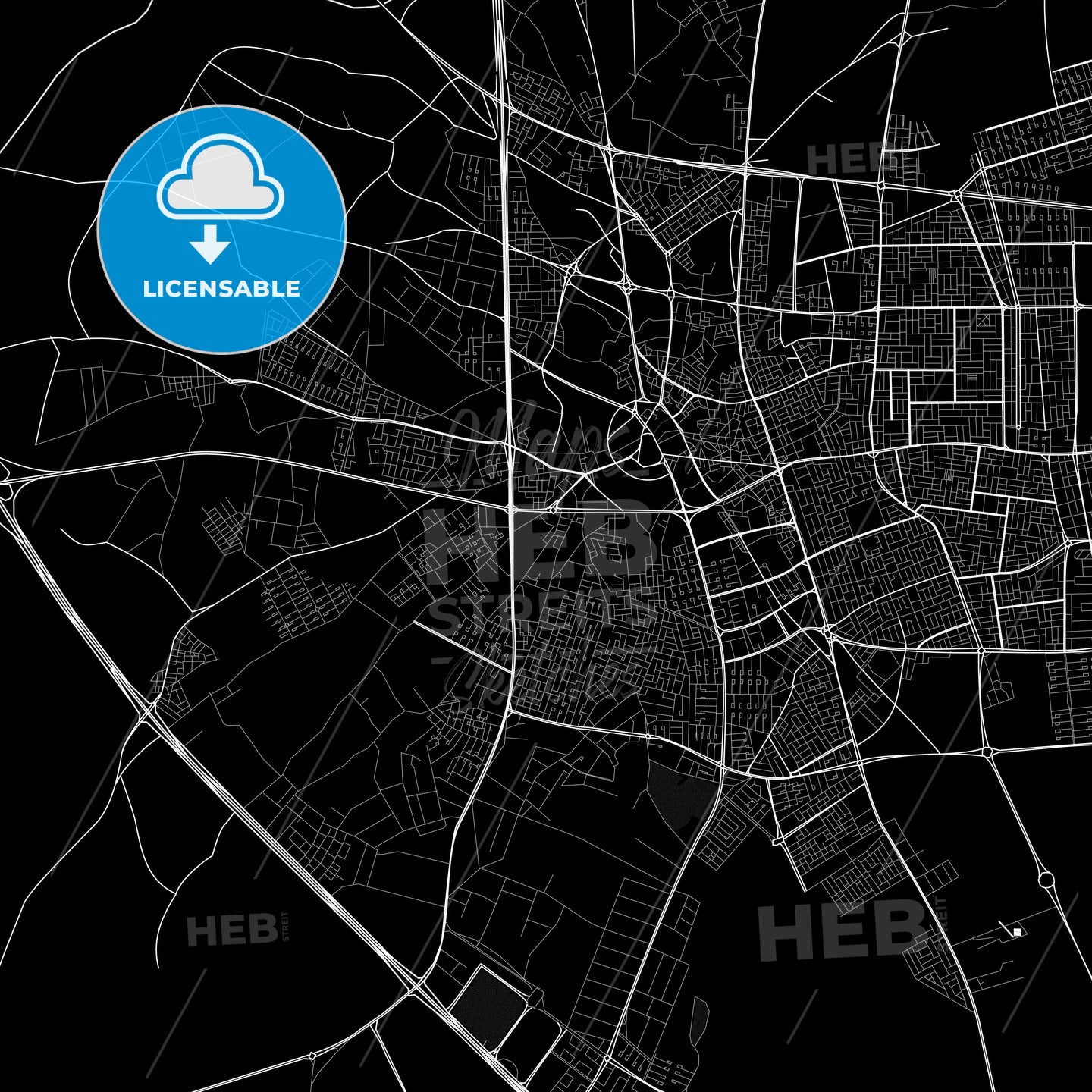 Unaizah, Saudi Arabia Pdf Vector Map Black And White – HEBSTREITS