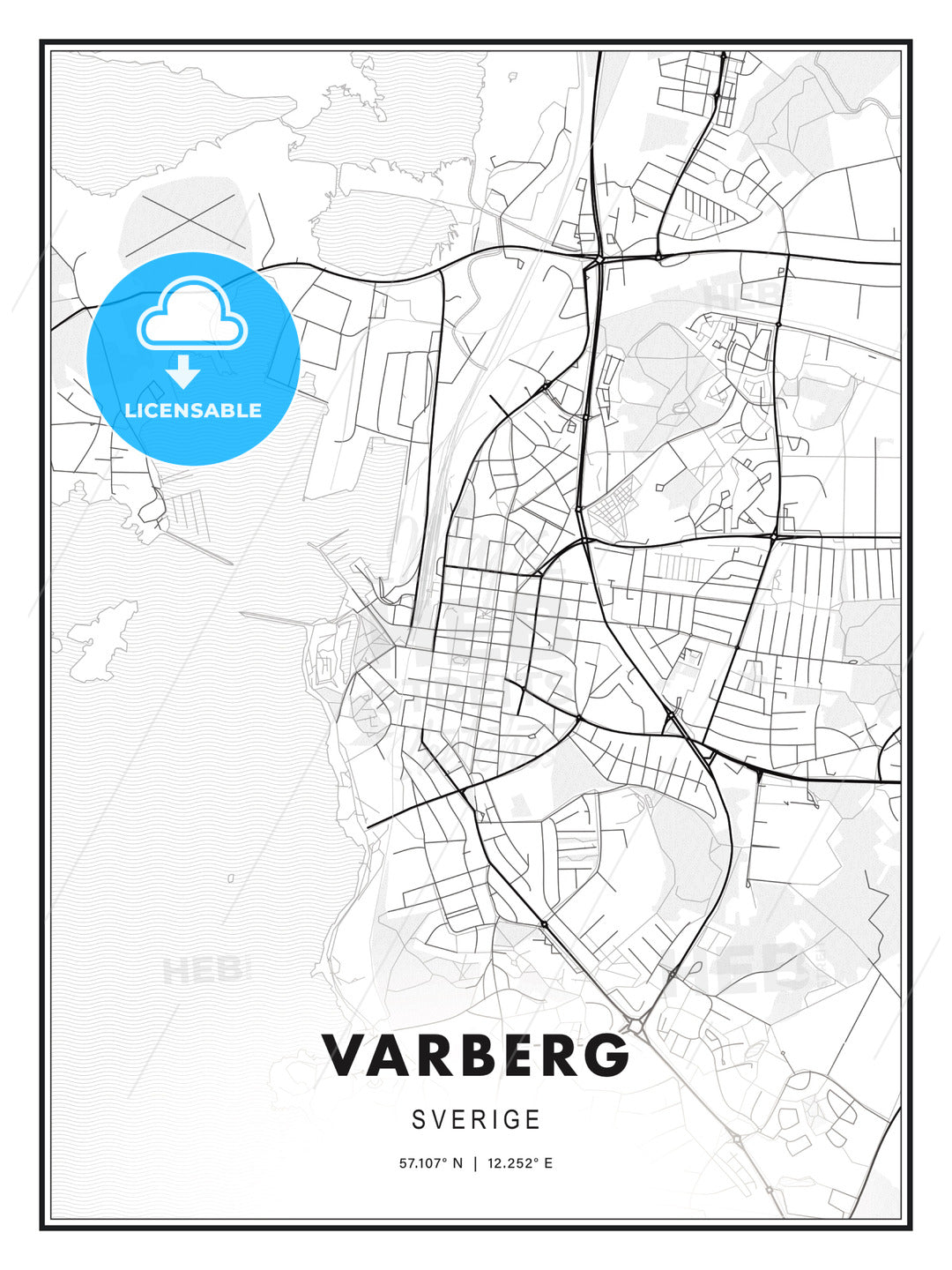 Varberg, Sweden, Modern Map Print Template in Various Formats - HEBSTREITS