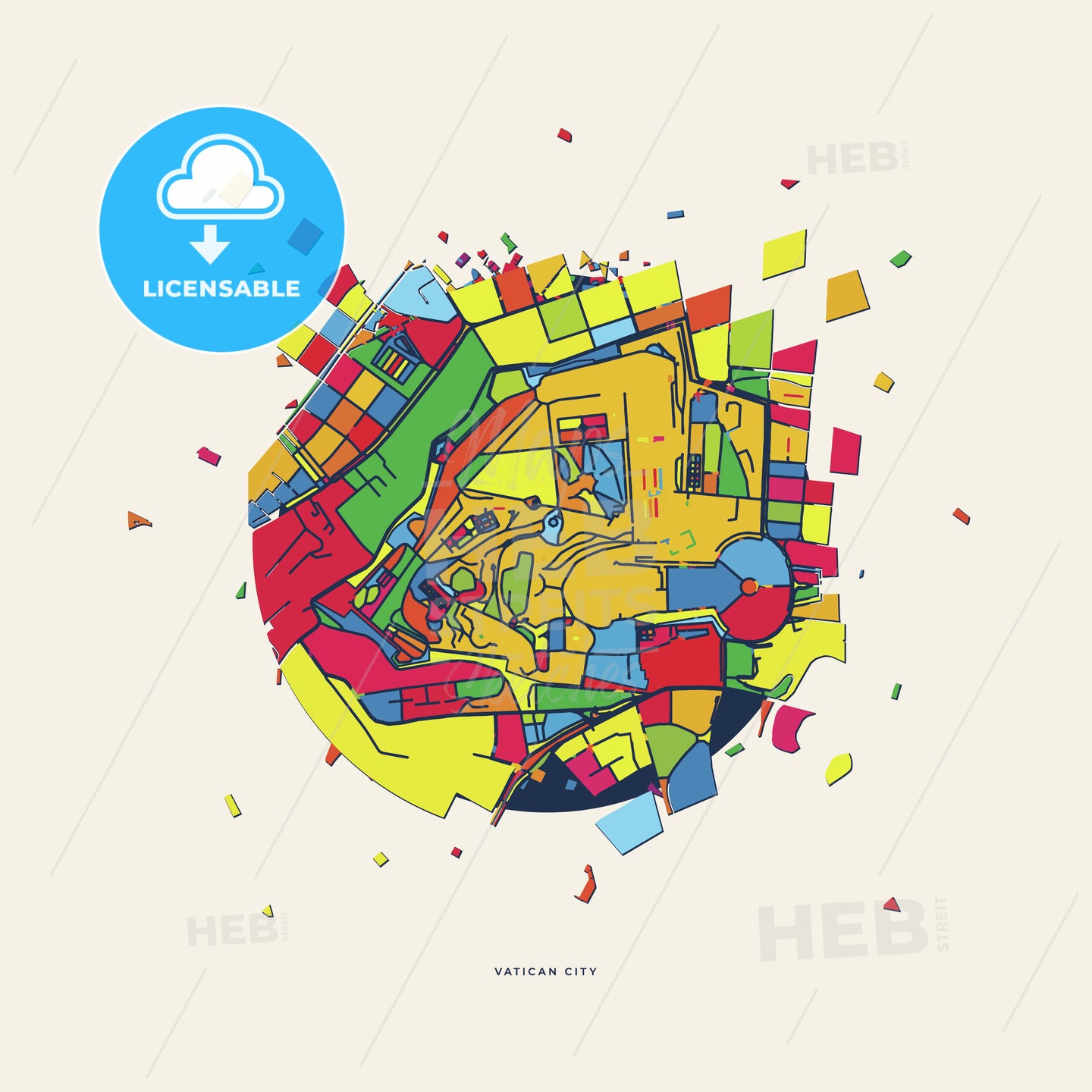 Vatican City Vatican City (Holy See) Colorful Confetti Map – HEBSTREITS