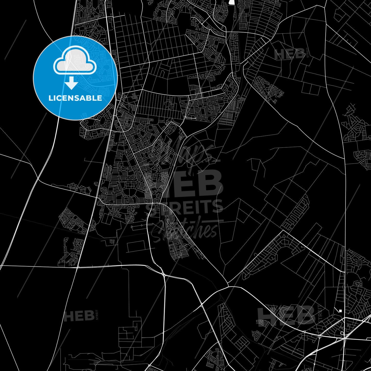 Vereeniging, South Africa Pdf Vector Map Black And White – HEBSTREITS