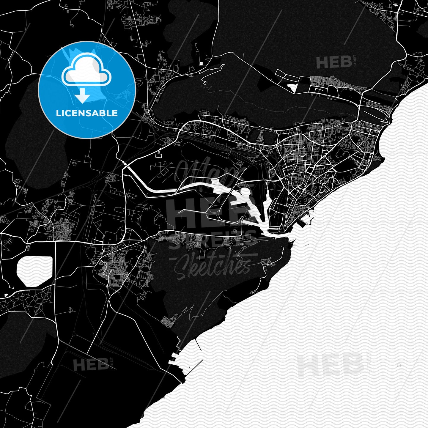 Visakhapatnam, India Pdf Vector Map Black And White – HEBSTREITS