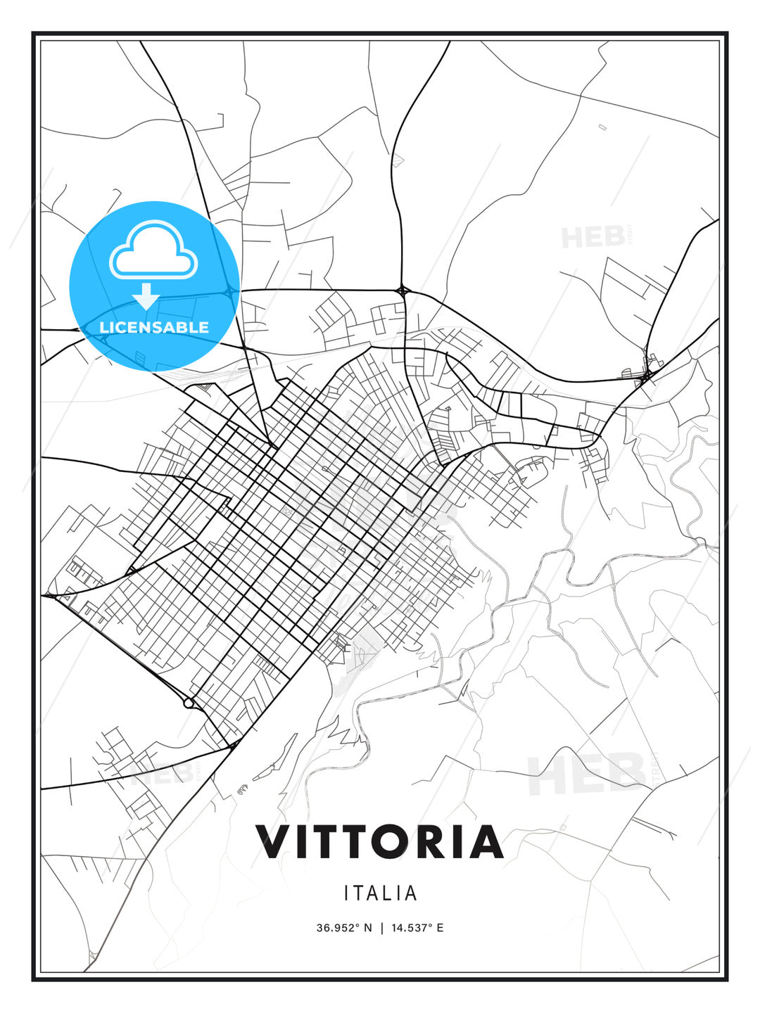 Vittoria, Italy, Modern Map Print Template in Various Formats - HEBSTREITS