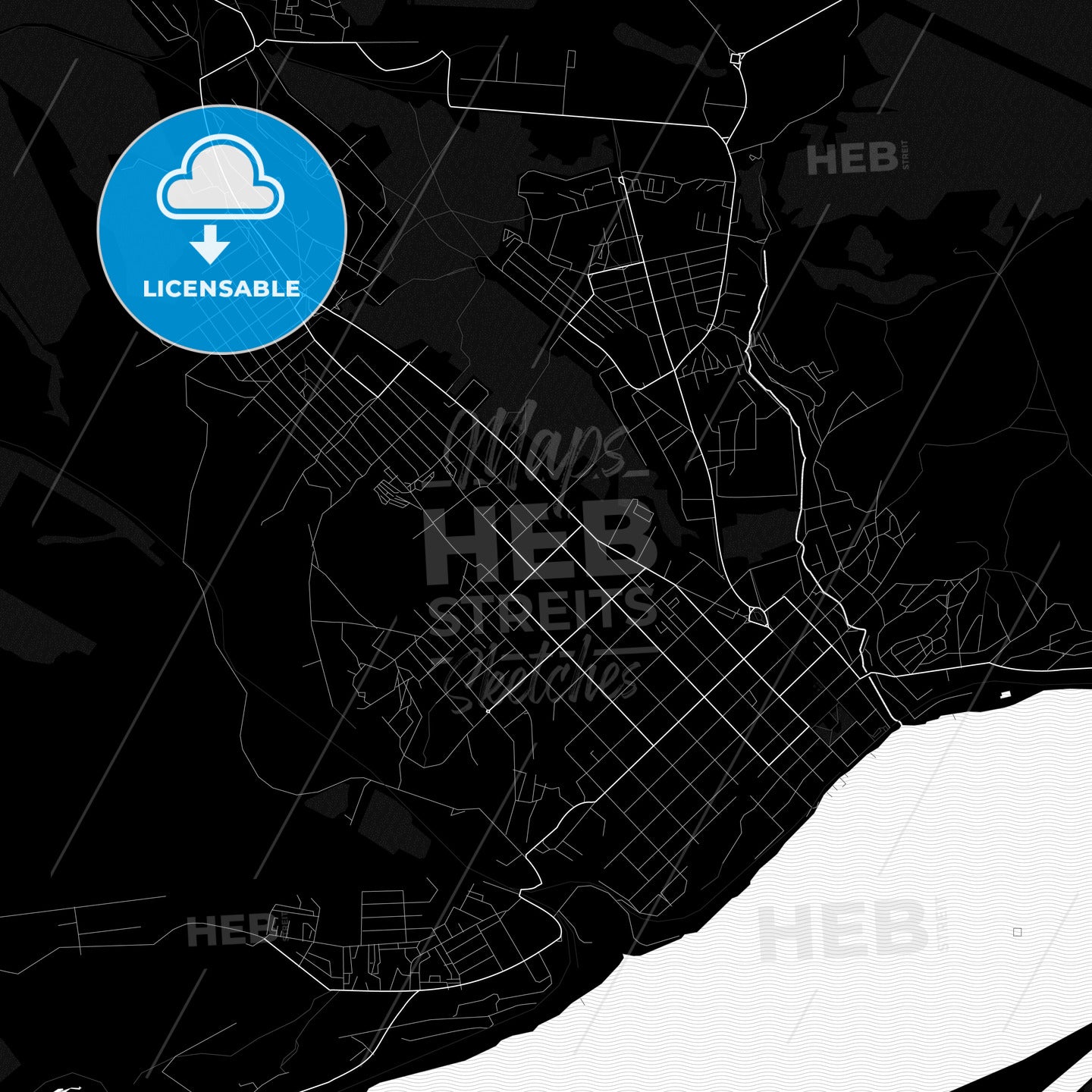 Volsk, Russia PDF vector map black and white - HEBSTREITS