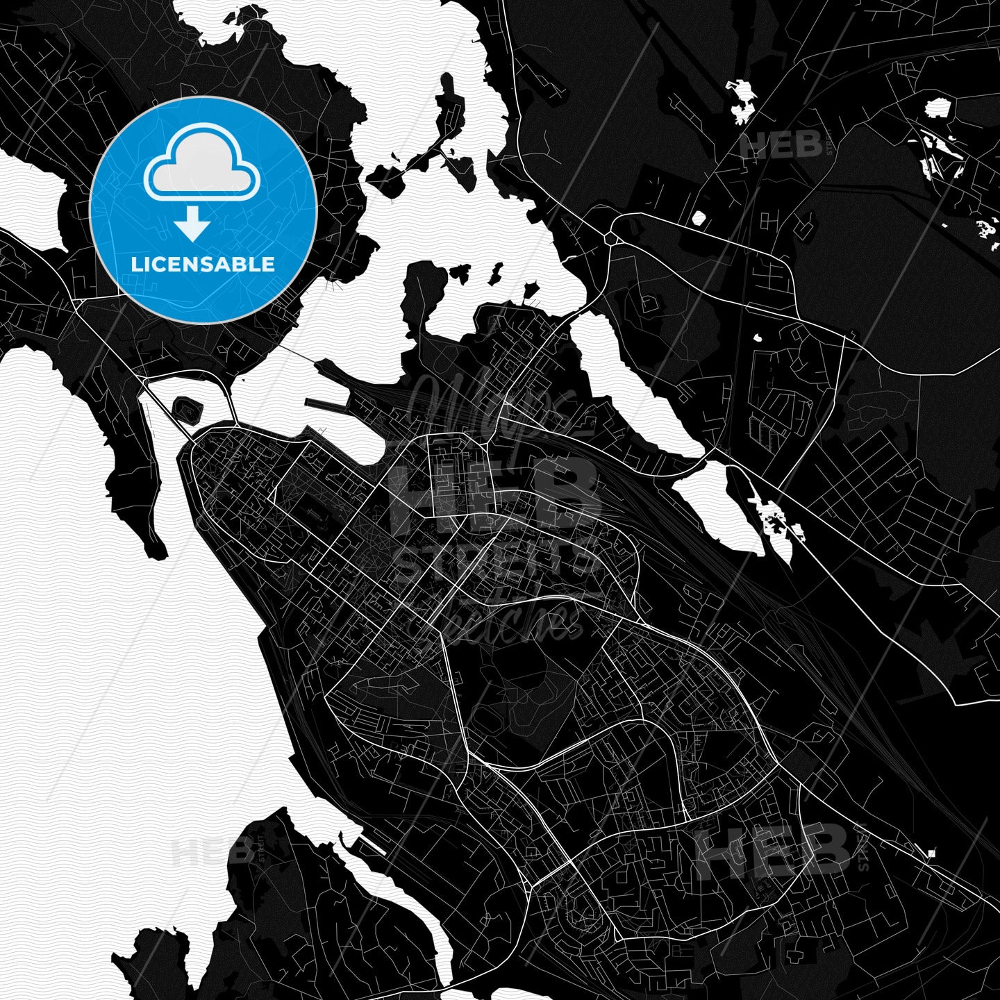 Vyborg, Russia Pdf Vector Map Black And White – HEBSTREITS