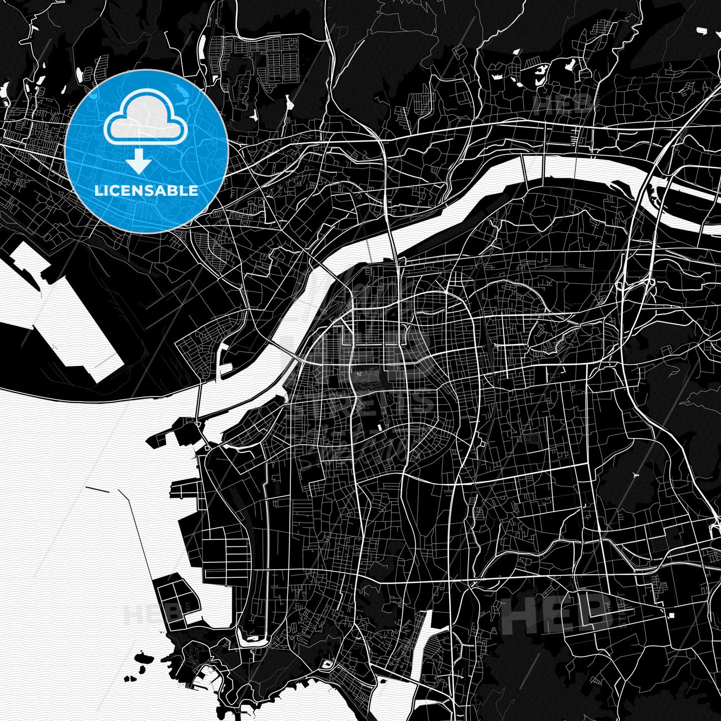 Wakayama, Japan Pdf Vector Map Black And White – HEBSTREITS