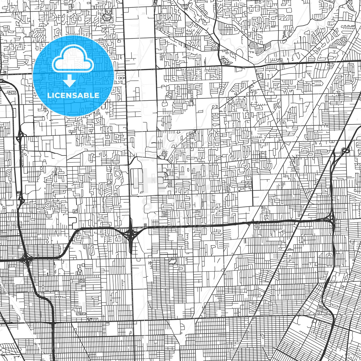 Warren, Michigan - Area Map - Light - HEBSTREITS