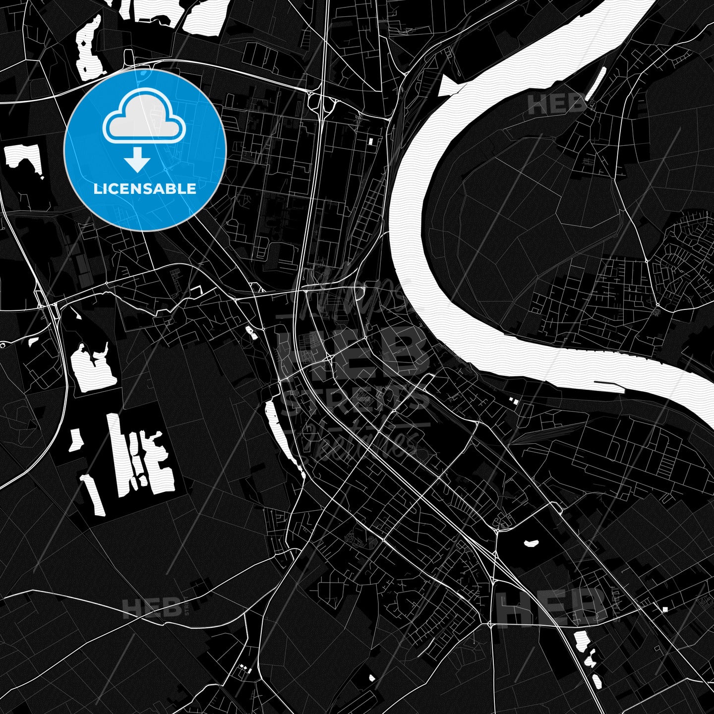 Wesseling, Germany Pdf Vector Map Black And White – HEBSTREITS