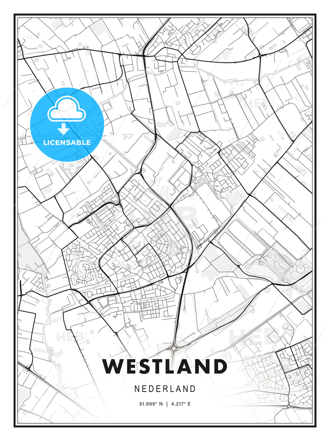 Westland, Netherlands, Modern Map Print Template in Various Formats ...