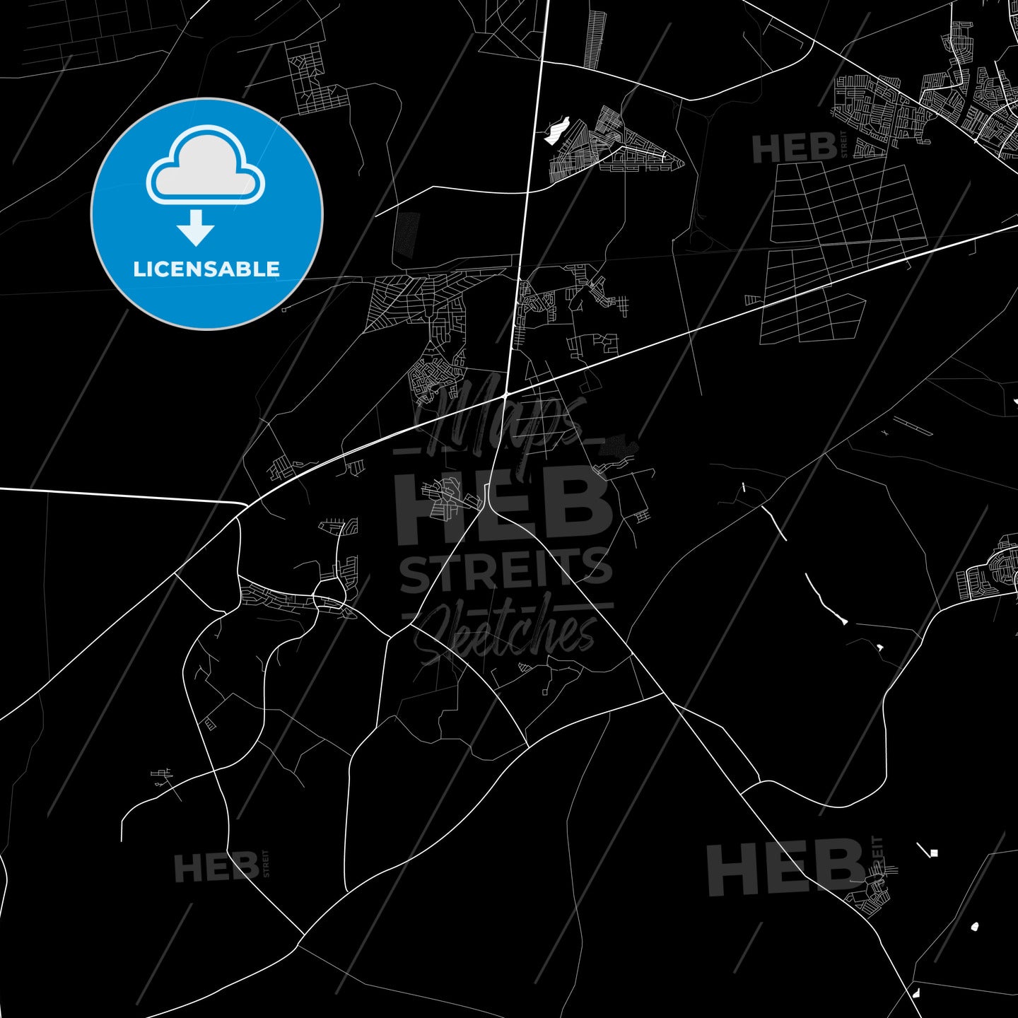 Westonaria, South Africa PDF vector map black and white - HEBSTREITS