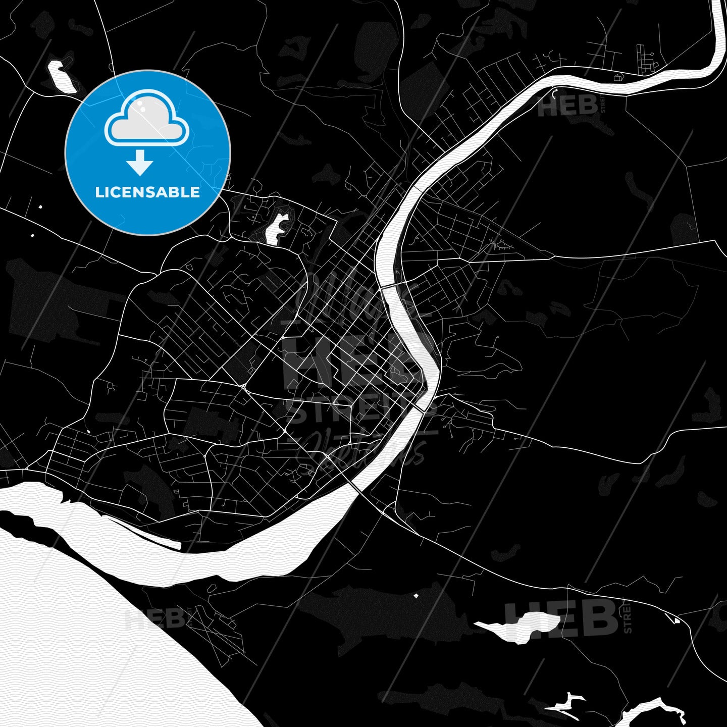 Whanganui, New Zealand Pdf Vector Map Black And White – HEBSTREITS