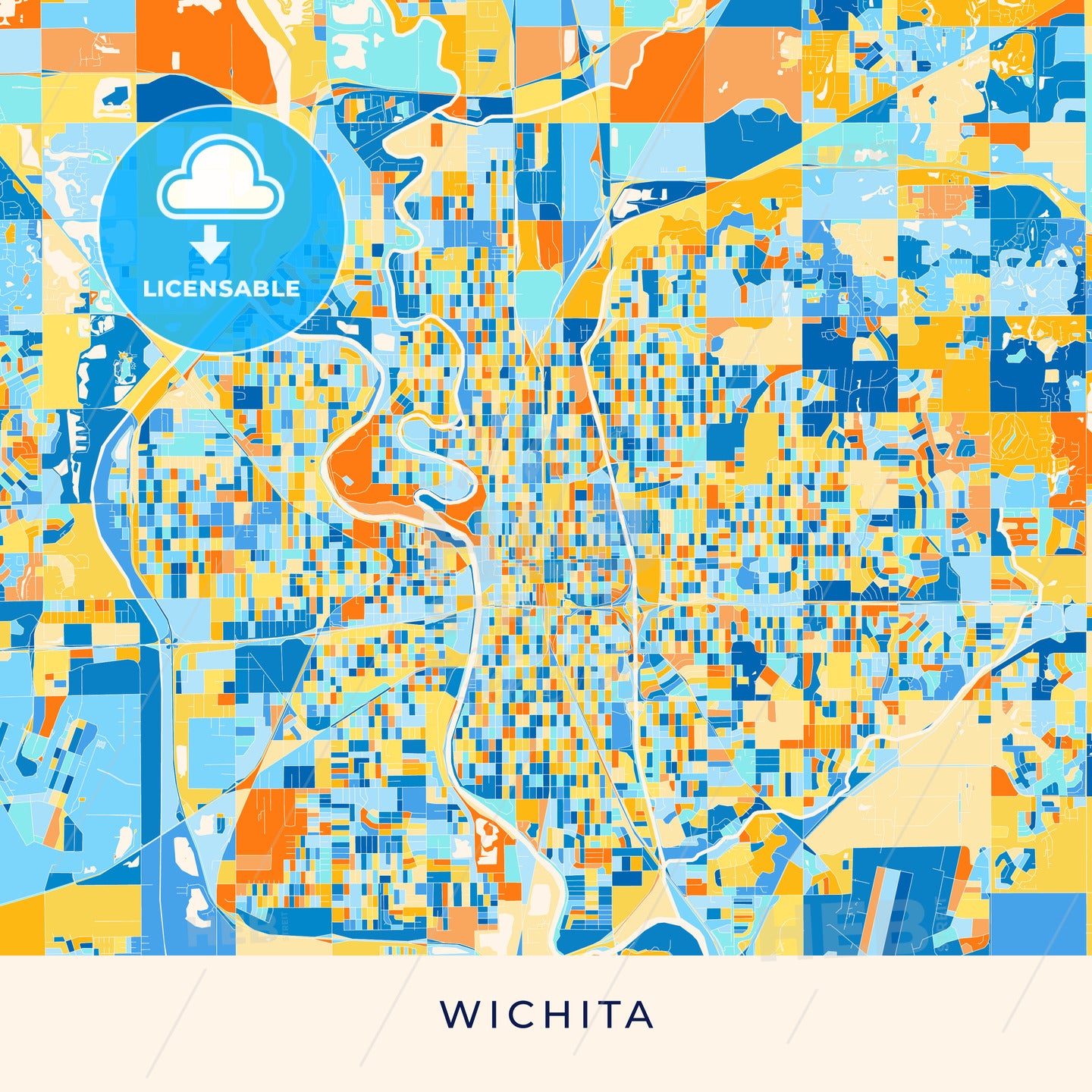 Wichita Colorful Map Poster Template – HEBSTREITS