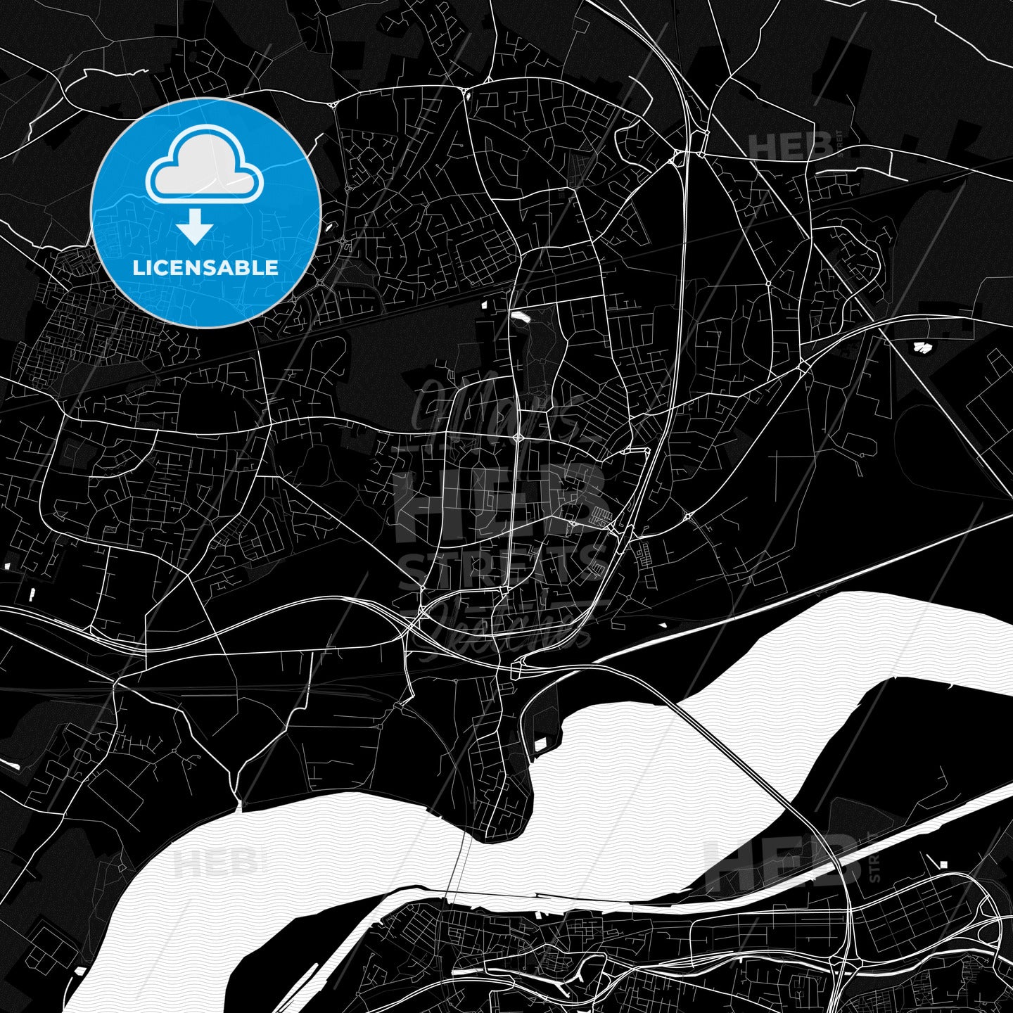 Widnes, England Pdf Vector Map Black And White – HEBSTREITS