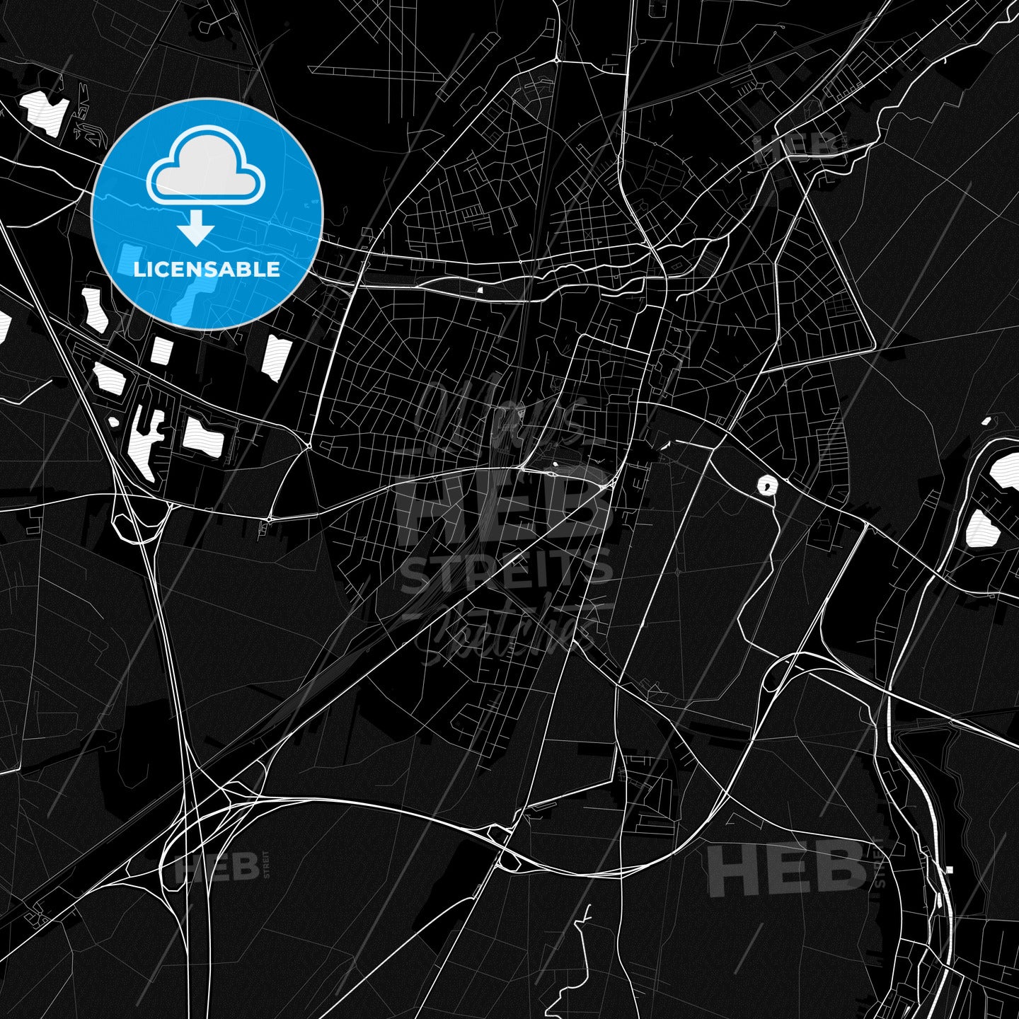 Wiener Neustadt, Austria Pdf Vector Map Black And White – HEBSTREITS