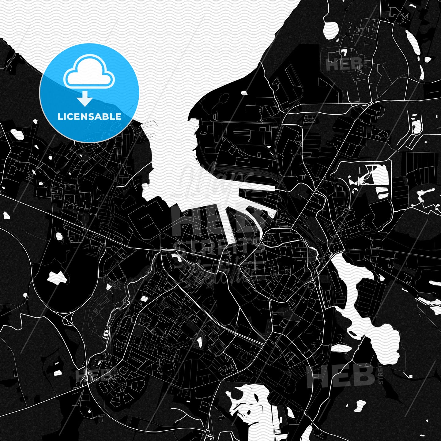 Wismar, Germany Pdf Vector Map Black And White – HEBSTREITS