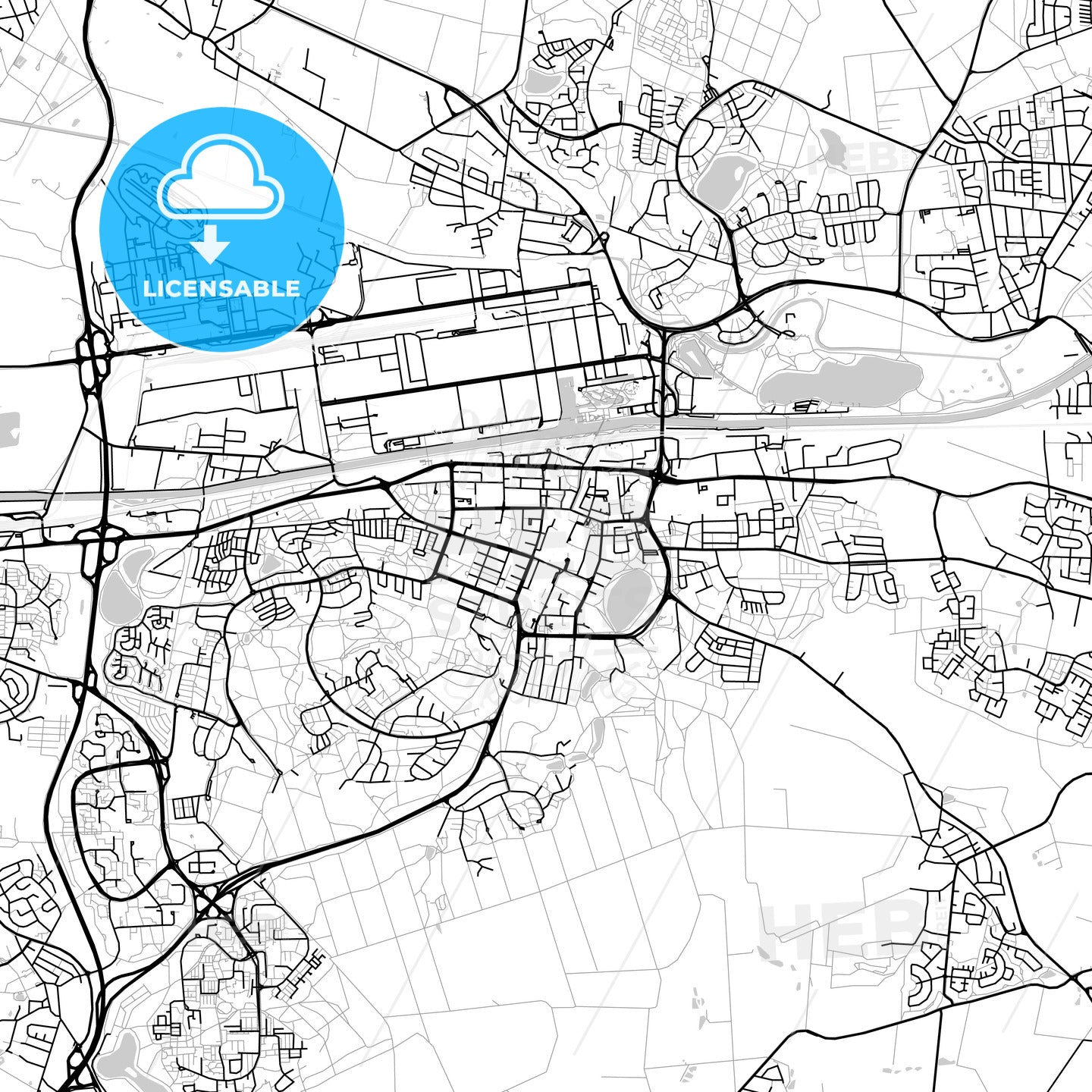 Wolfsburg, Germany, Vector Map - Light – HEBSTREITS