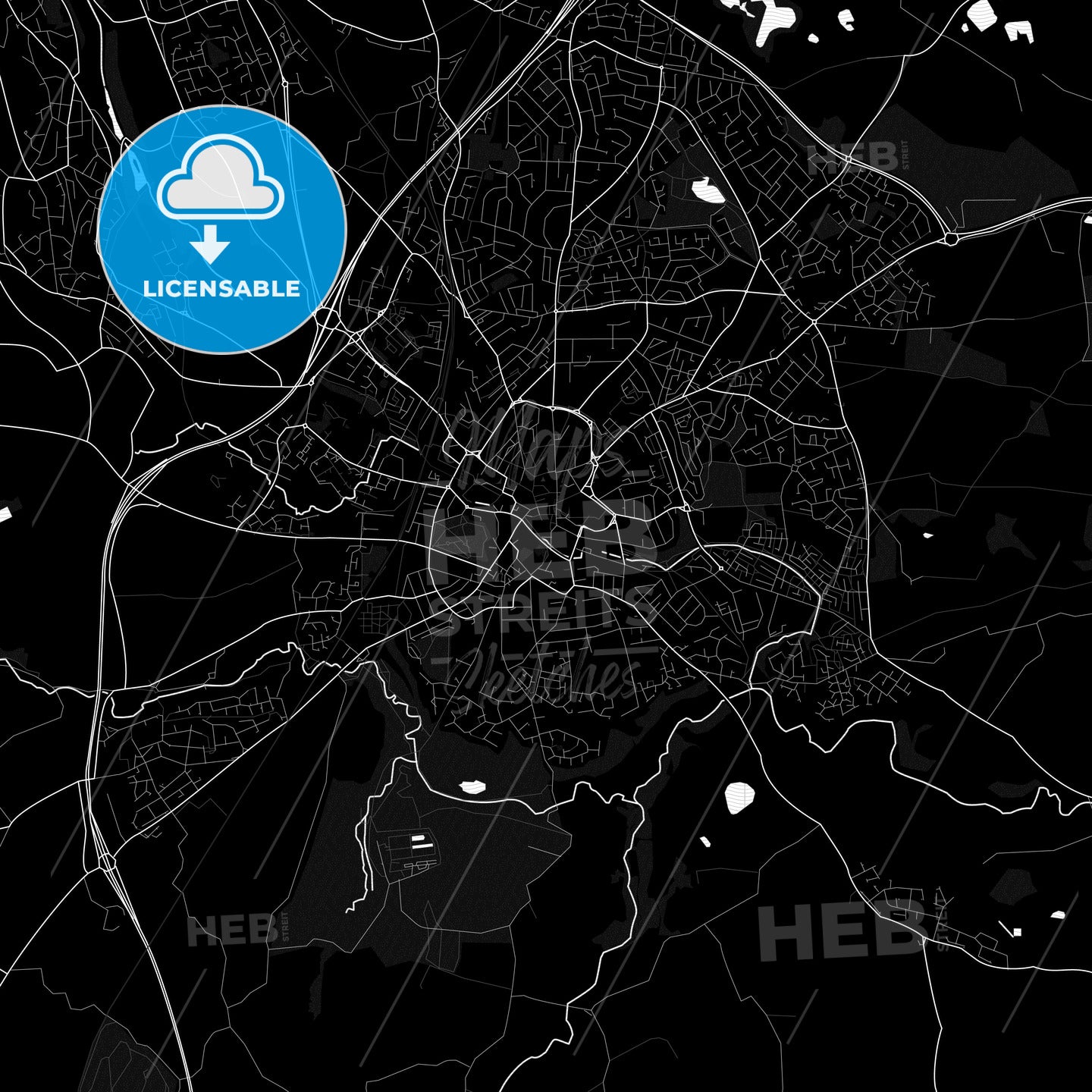 Wrexham, Wales Pdf Vector Map Black And White – HEBSTREITS