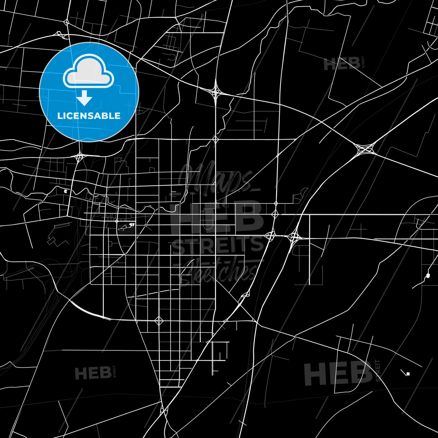 Xinxiang, China Pdf Vector Map Black And White – HEBSTREITS