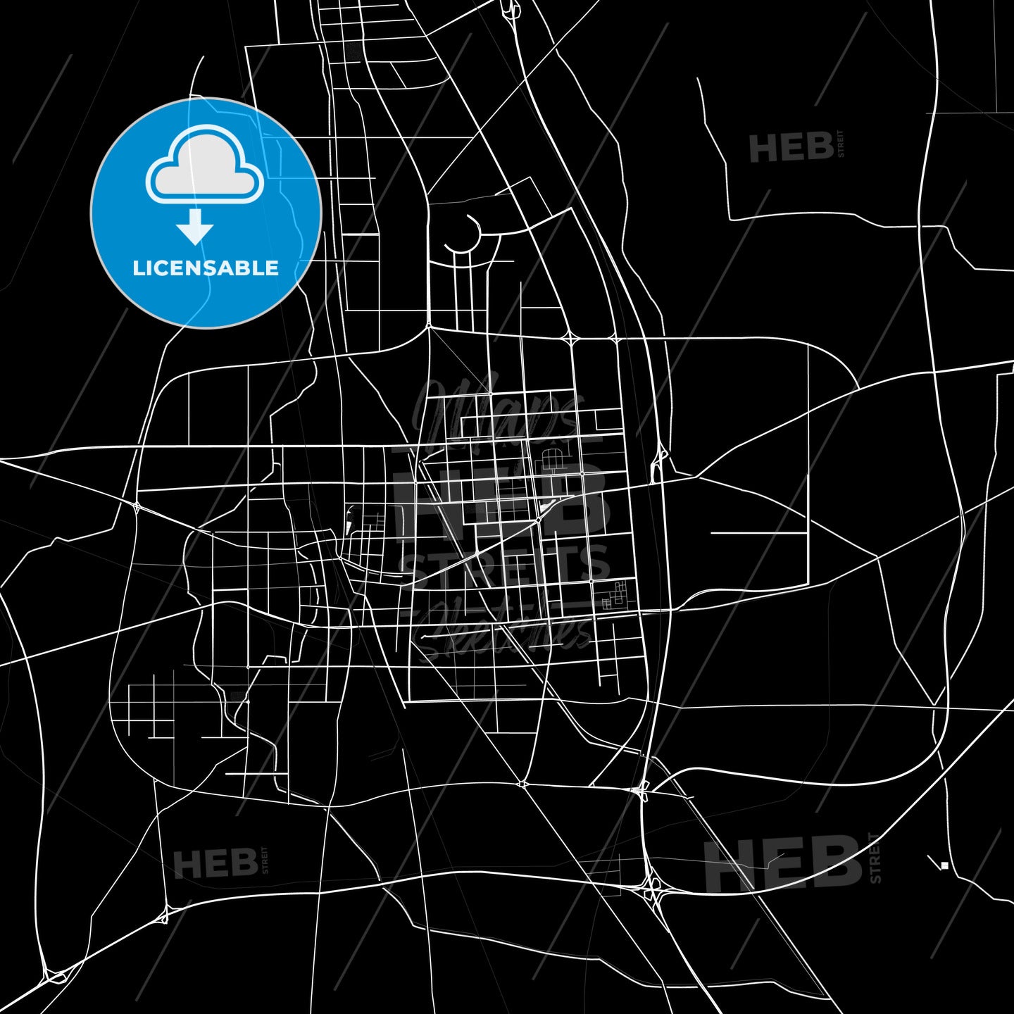 Xuchang, China PDF vector map black and white - HEBSTREITS