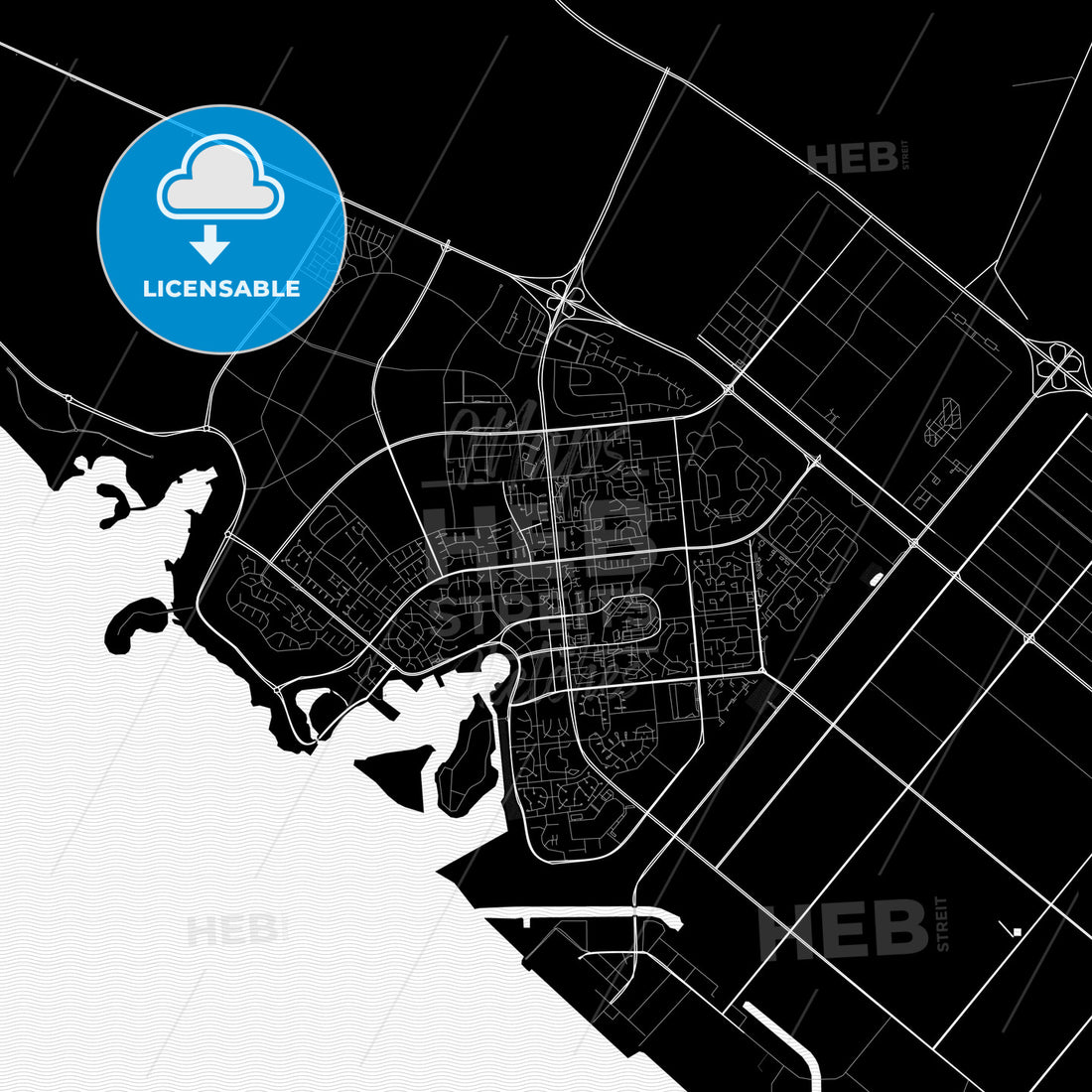 Yanbu, Saudi Arabia Pdf Vector Map Black And White – HEBSTREITS