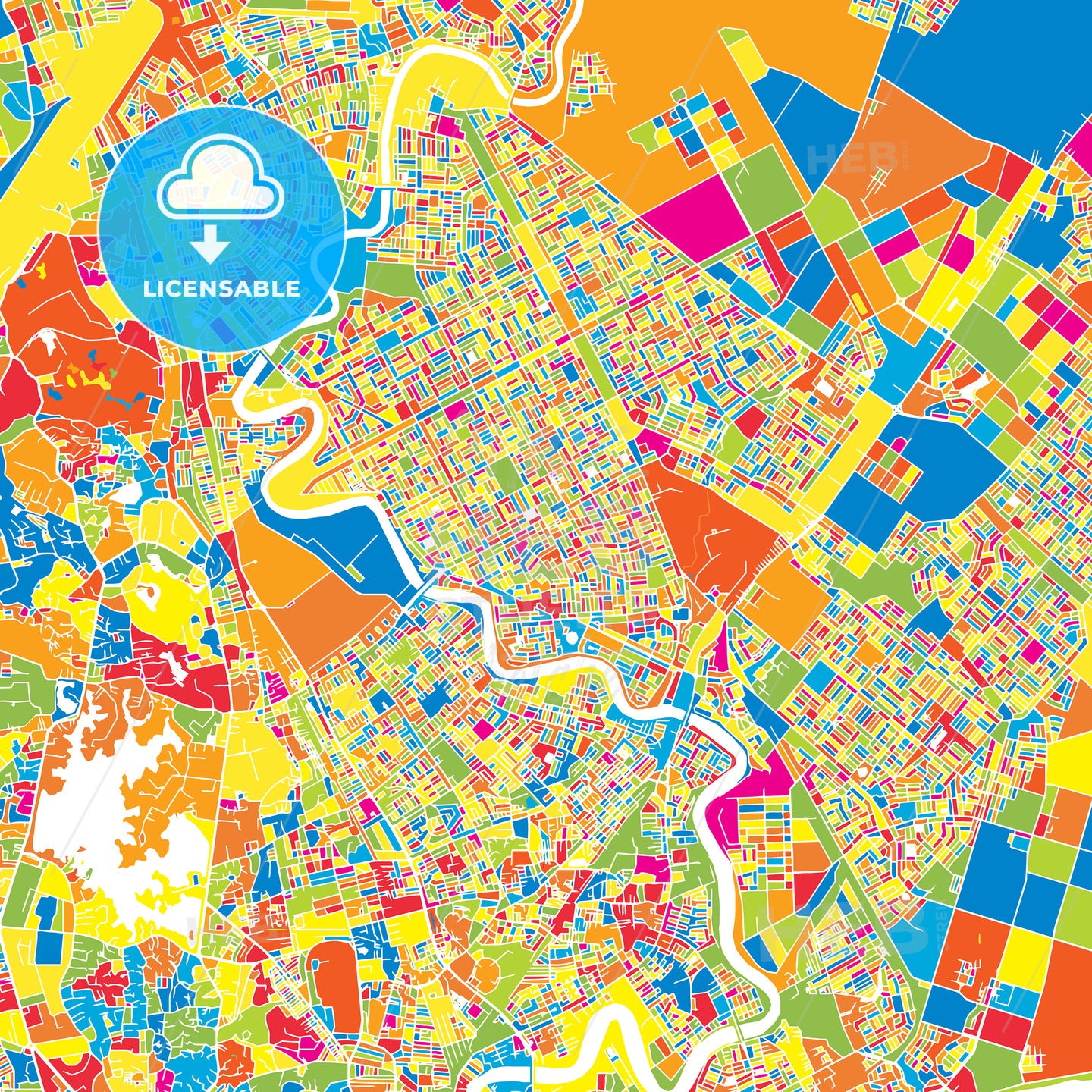 Yangon, Myanmar, Colorful Vector Map – HEBSTREITS