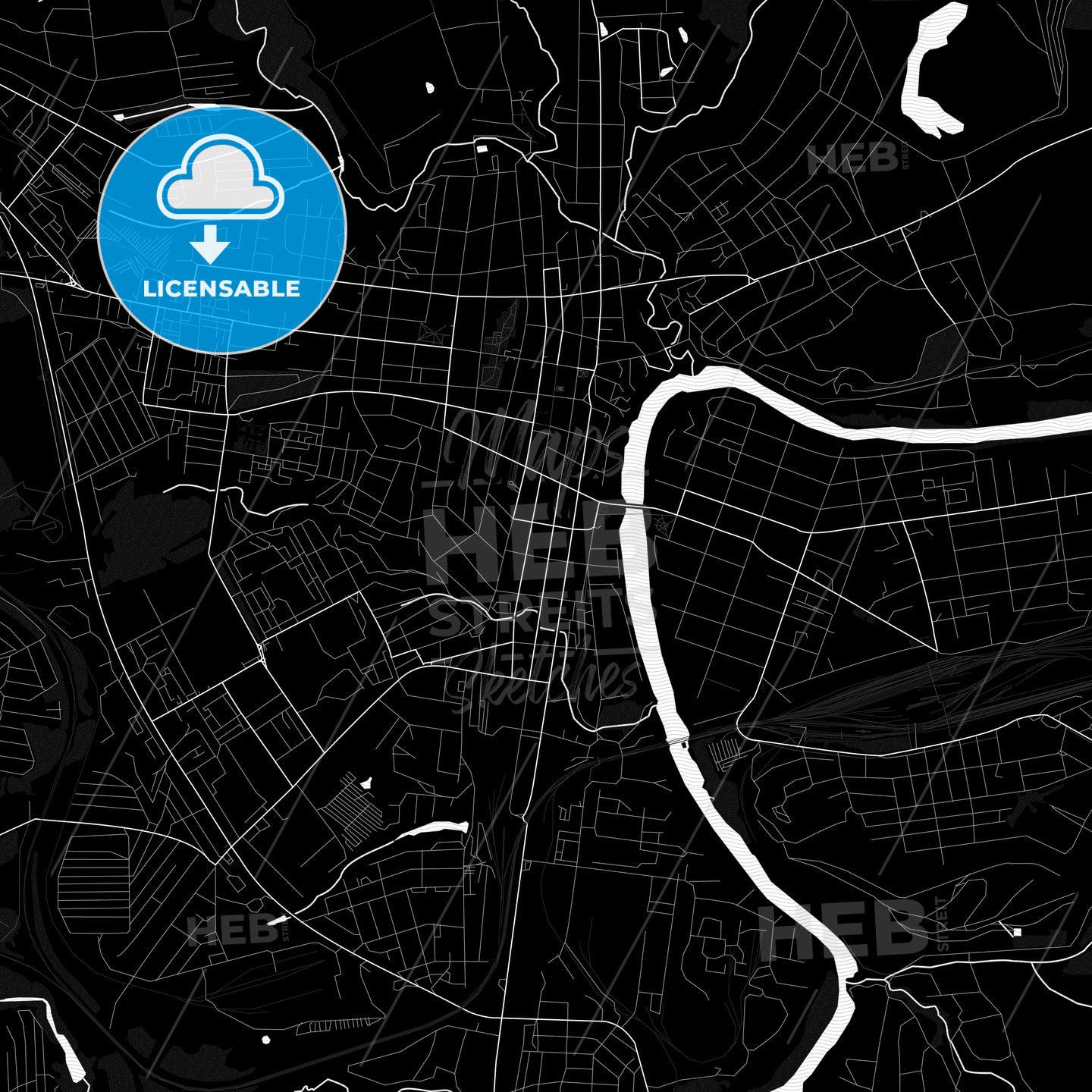 Yelets, Russia Pdf Vector Map Black And White – HEBSTREITS