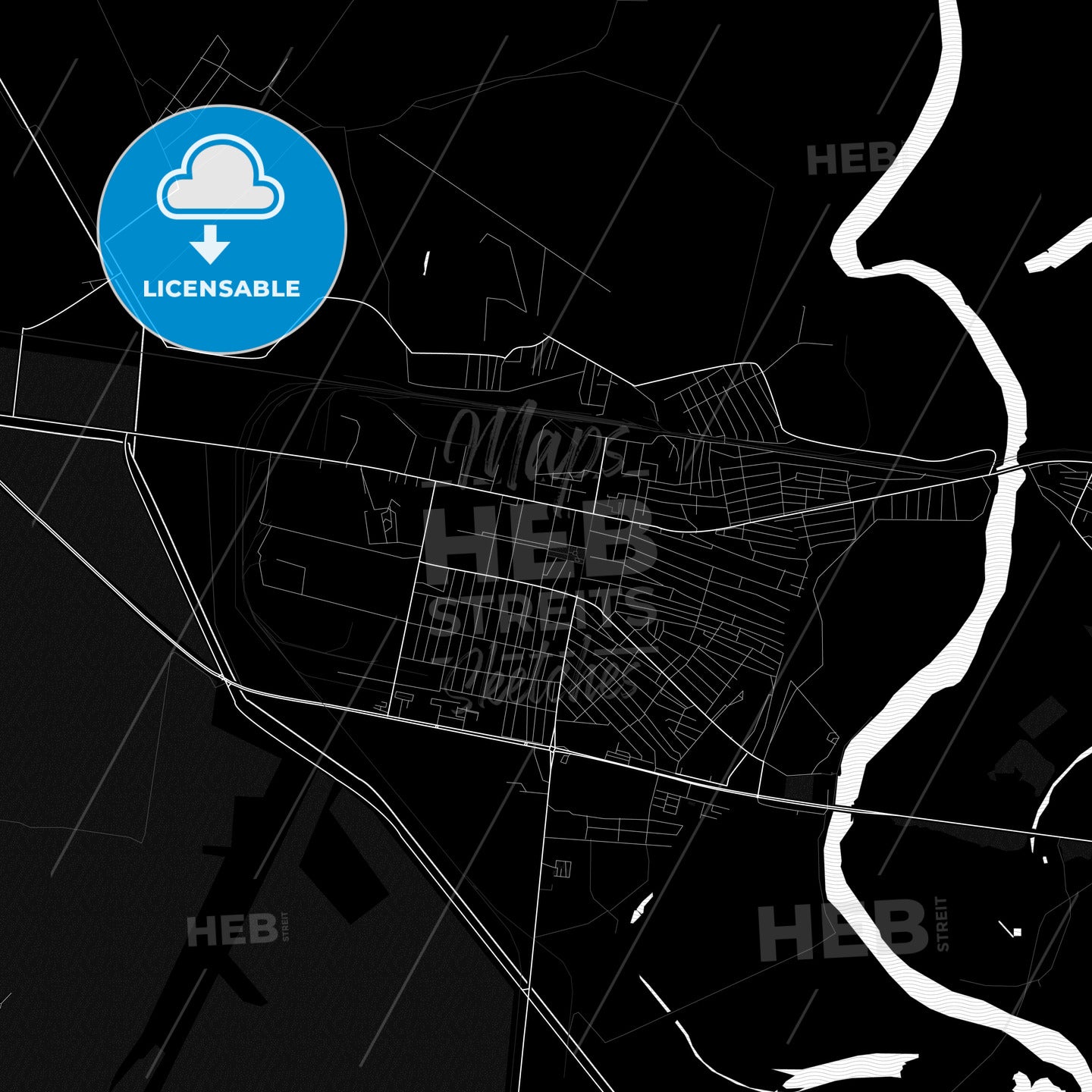 Yevlakh, Azerbaijan PDF vector map black and white - HEBSTREITS