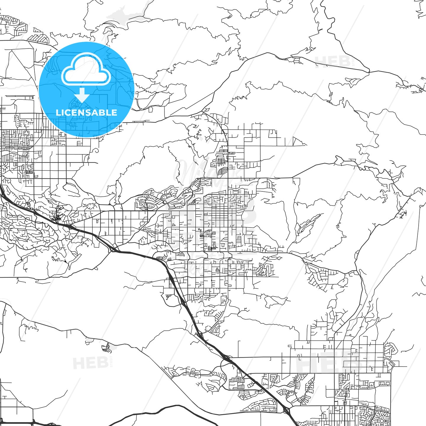 Yucaipa, California - Area Map - Light – HEBSTREITS
